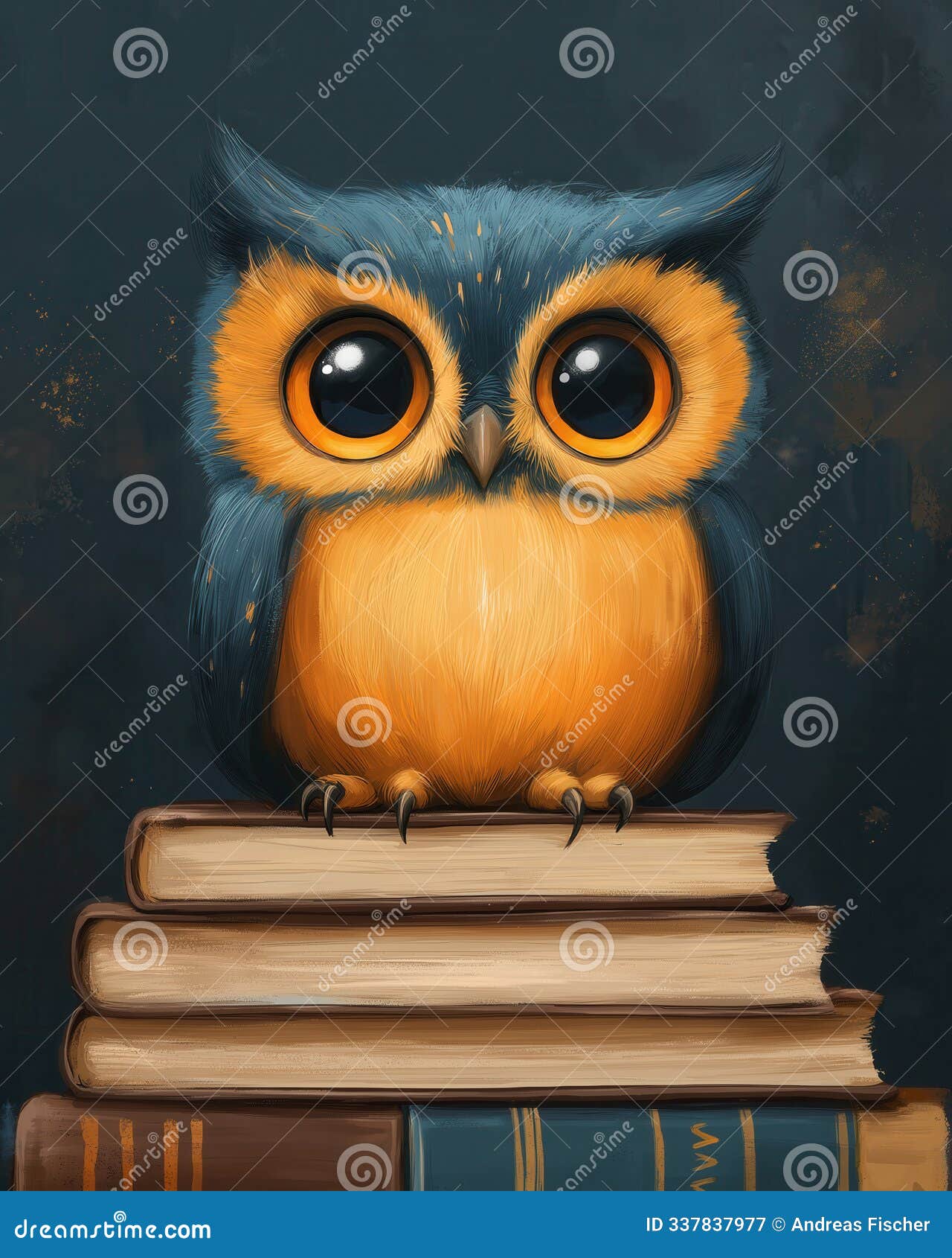 Cartoon Owl Symbol of Wisdom, Sitting on a Book. Stock Image - Image of ...