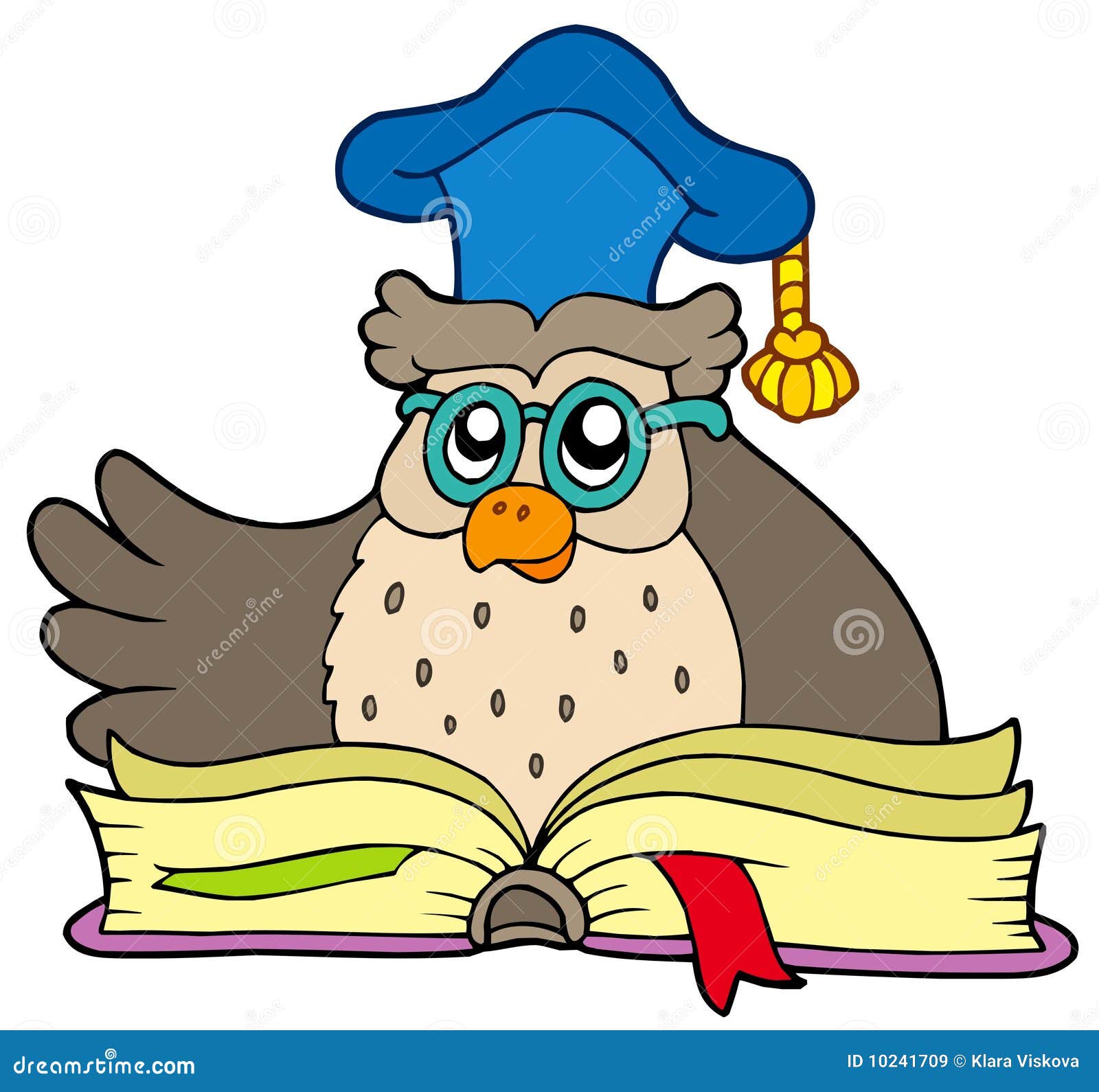 Cartoon Owl Teacher with Book Stock Vector - Illustration of pages ...
