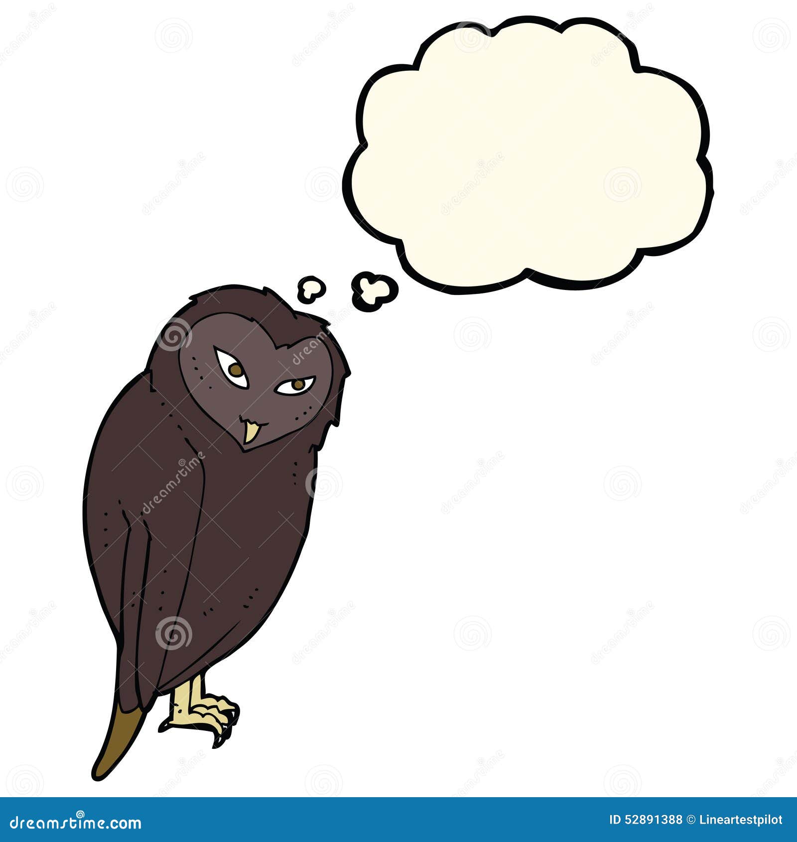 Cartoon Owl with Thought Bubble Stock Illustration - Illustration of ...
