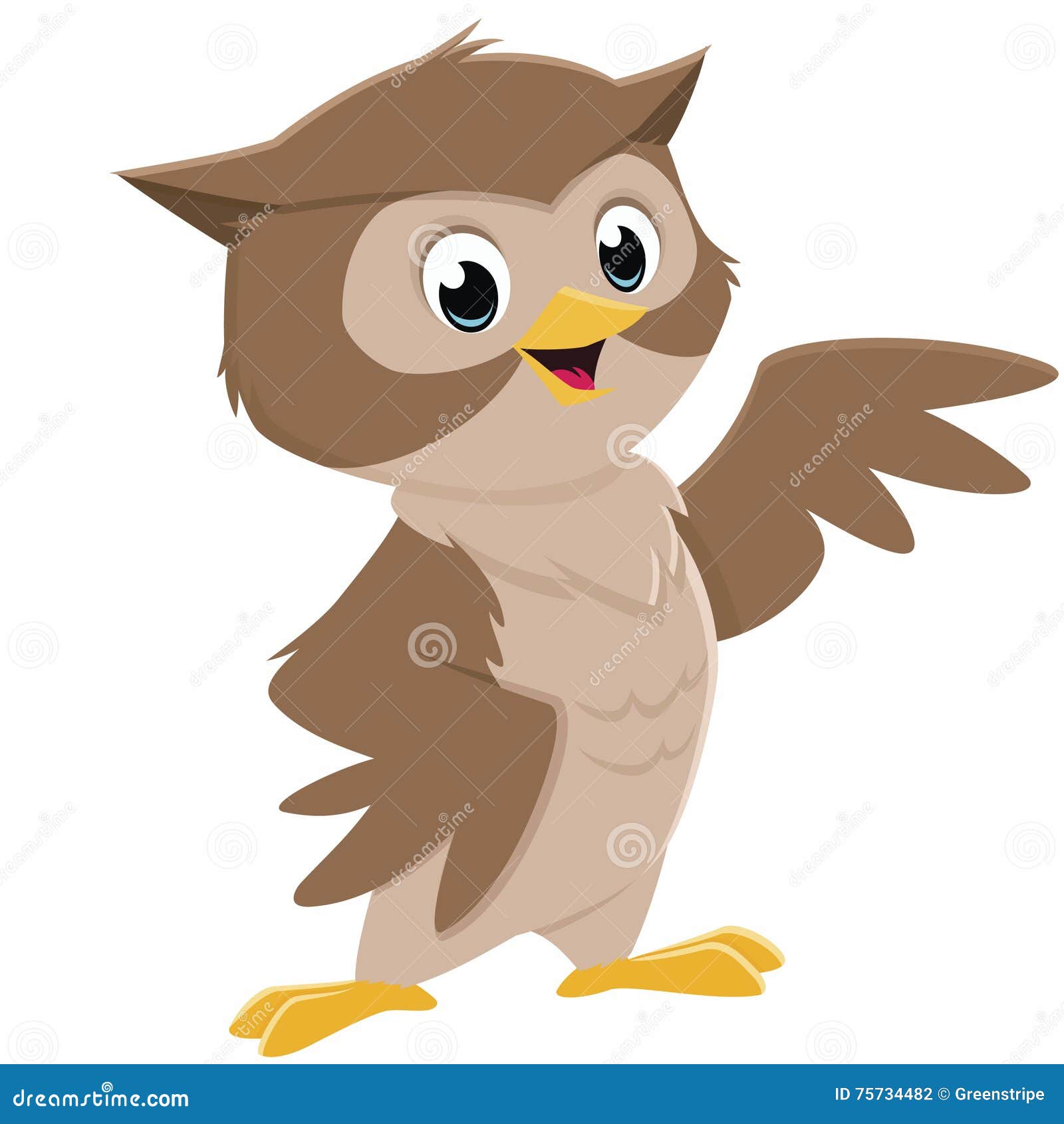 Happy Cartoon Horned Owl