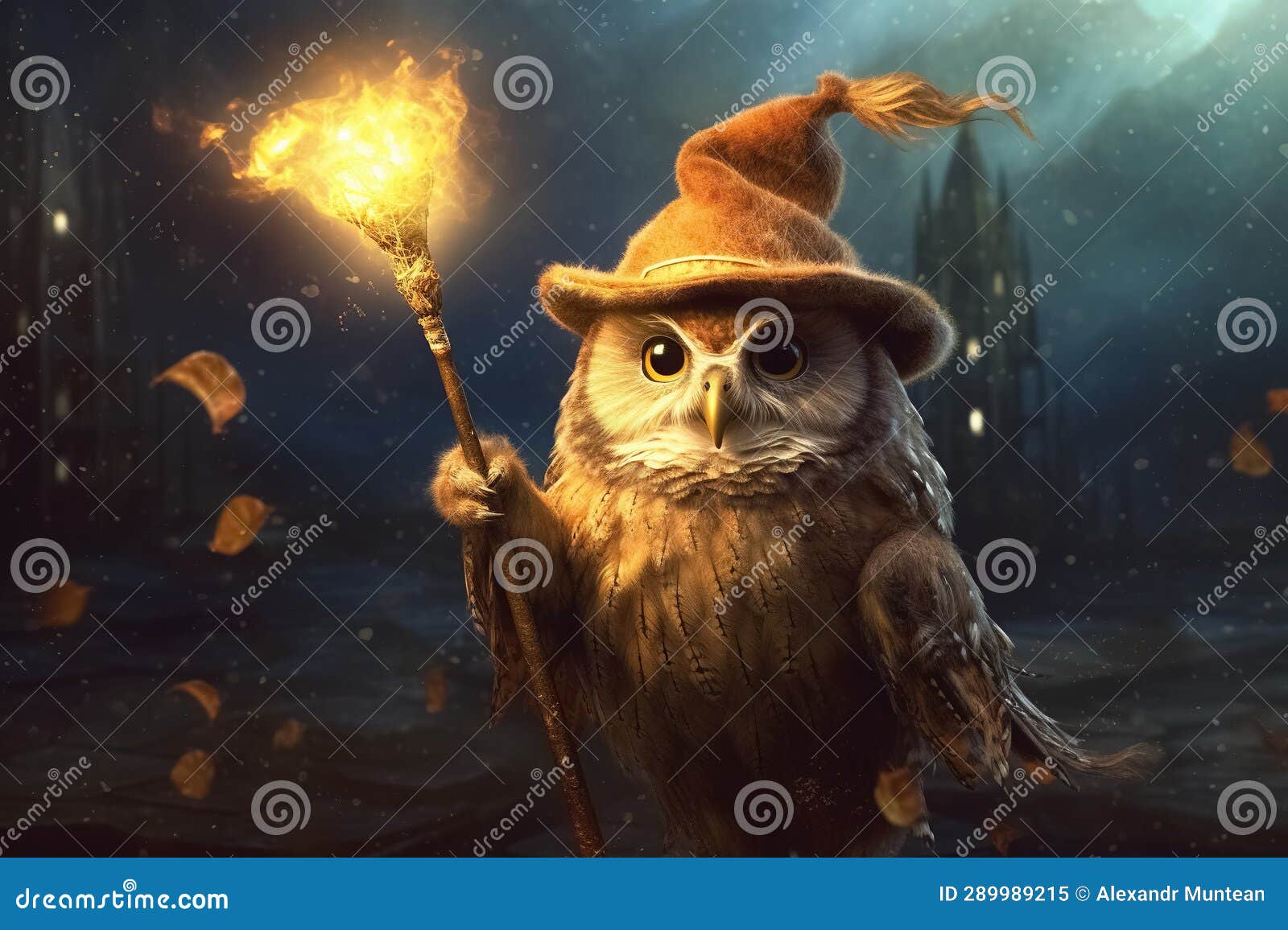 Cartoon owl wizard. stock illustration. Illustration of painting ...