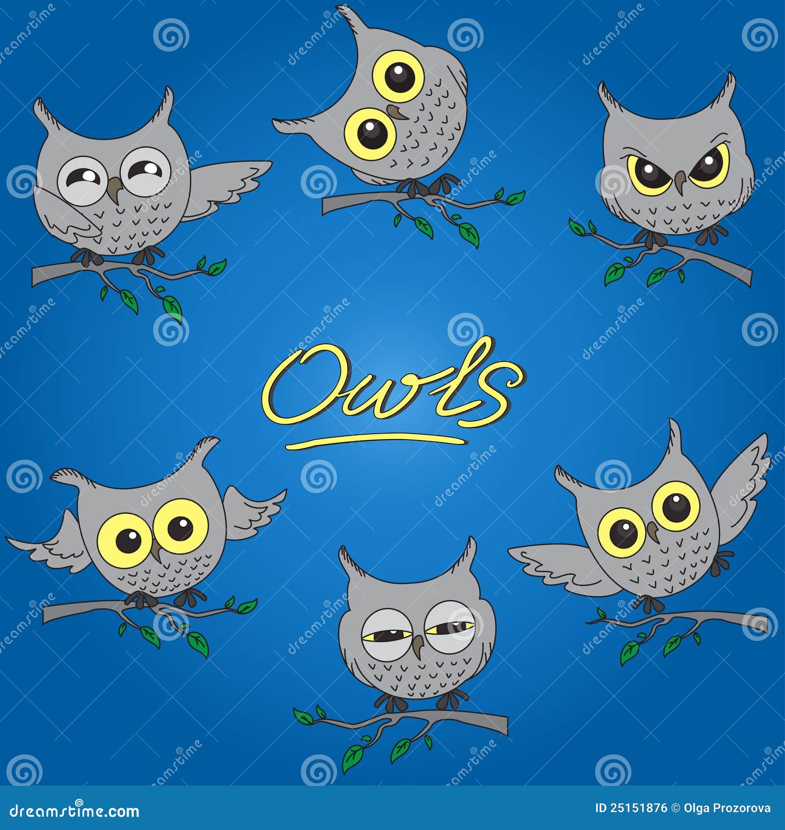 Owls In Different Variations For Design. Isolated Illustration On A ...