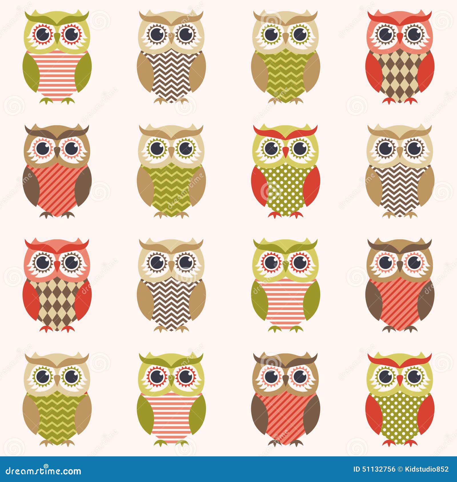 Owls Illustration Set. Collection With Cute Owls With Various Emotion ...