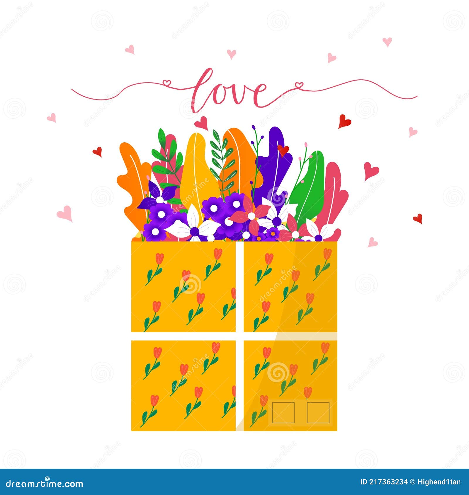 Cartoon Package With Flowers For Delivery Icons Valentine S Postal