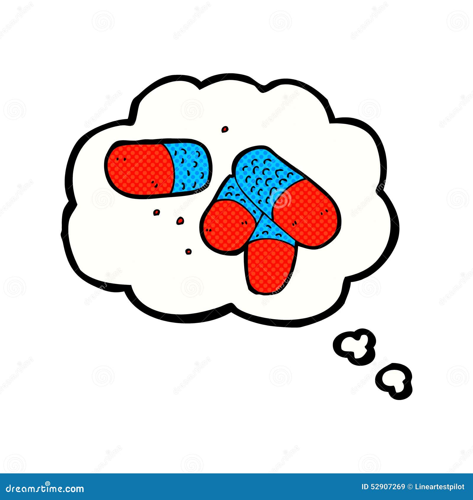 Cartoon Painkillers with Thought Bubble Stock Illustration ...