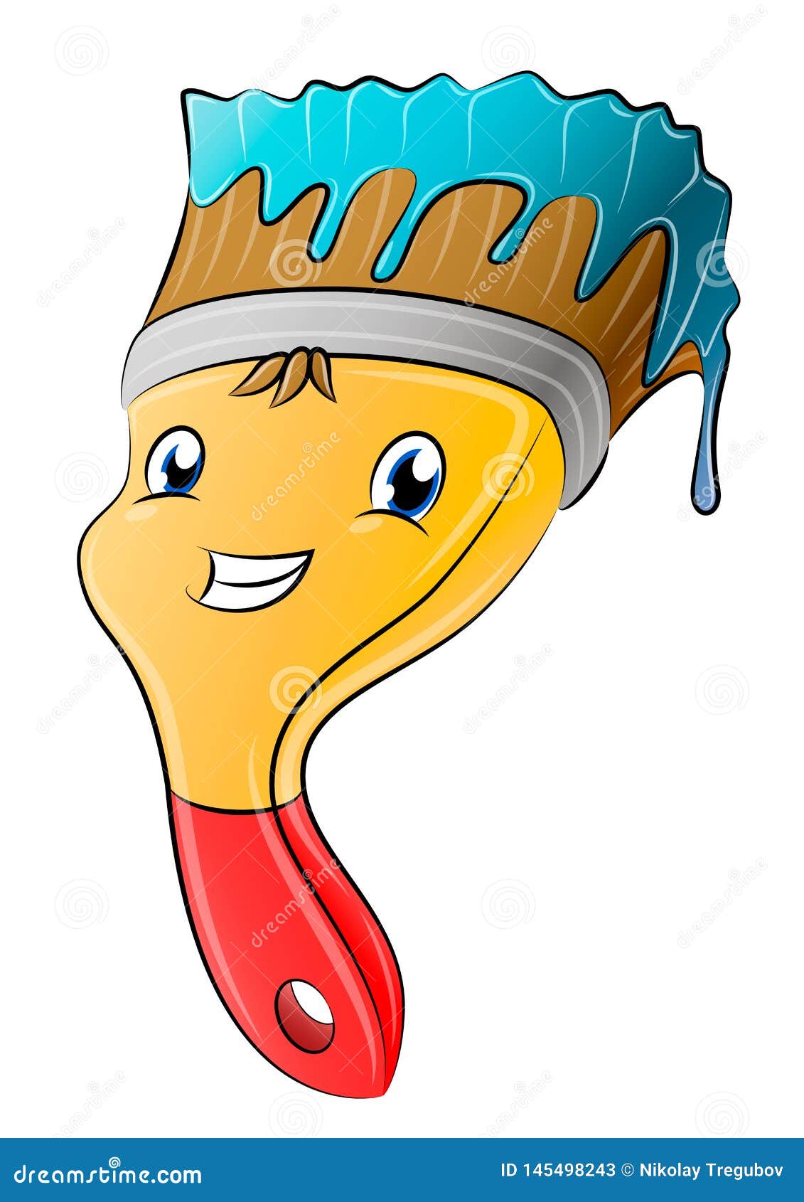 Cartoon Paint Brush Isolated on White Background Stock Vector ...