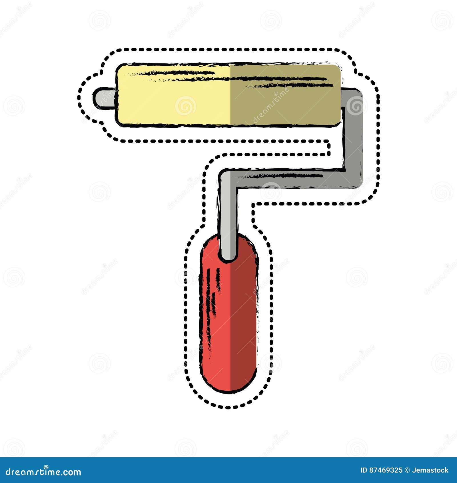 Cartoon Paint Roller Tool Icon Stock Vector - Illustration of hand ...