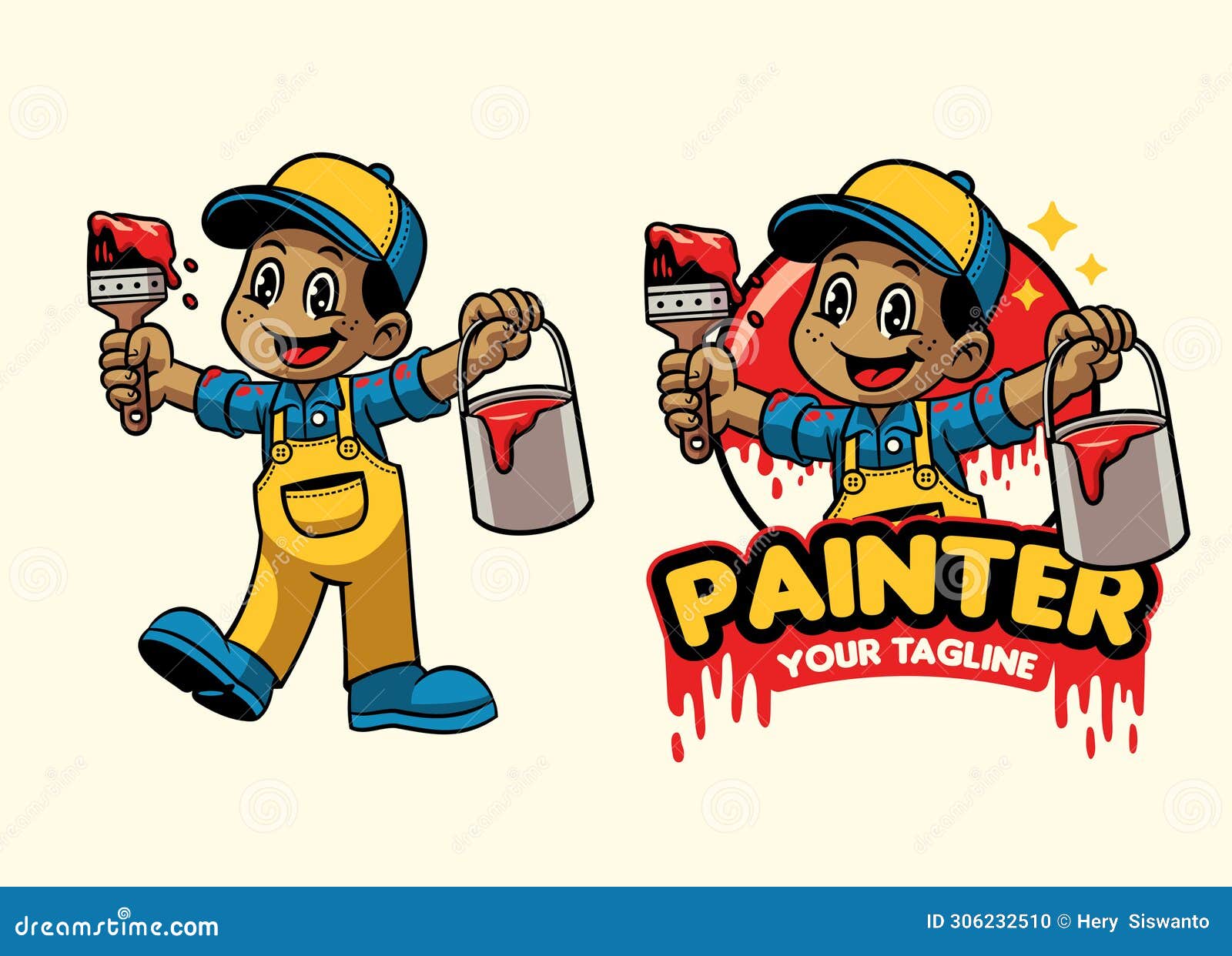 Cartoon Painter Boy Mascot Logo Design Stock Vector - Illustration of ...