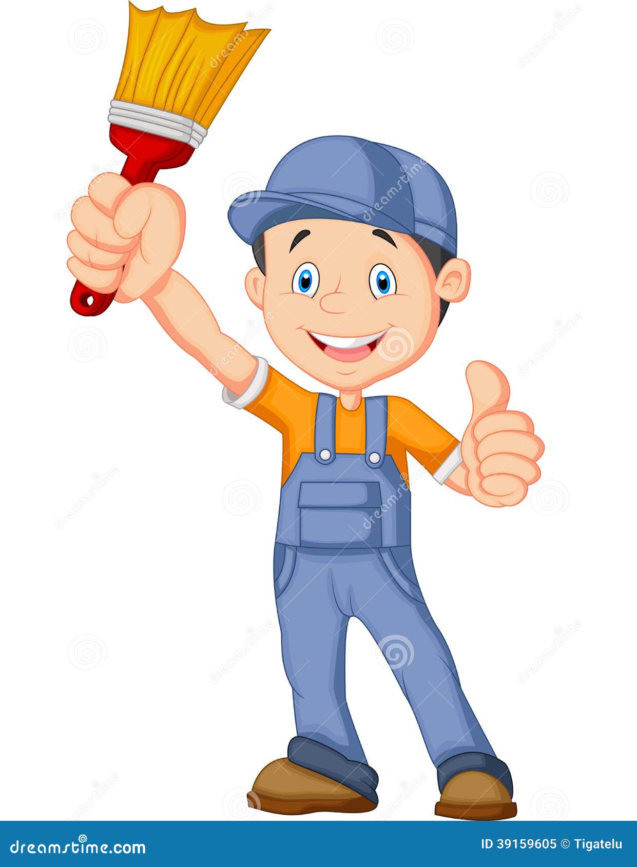 Cartoon Painter With A Ladder And Paint Bucket Royalty-Free Stock Image ...