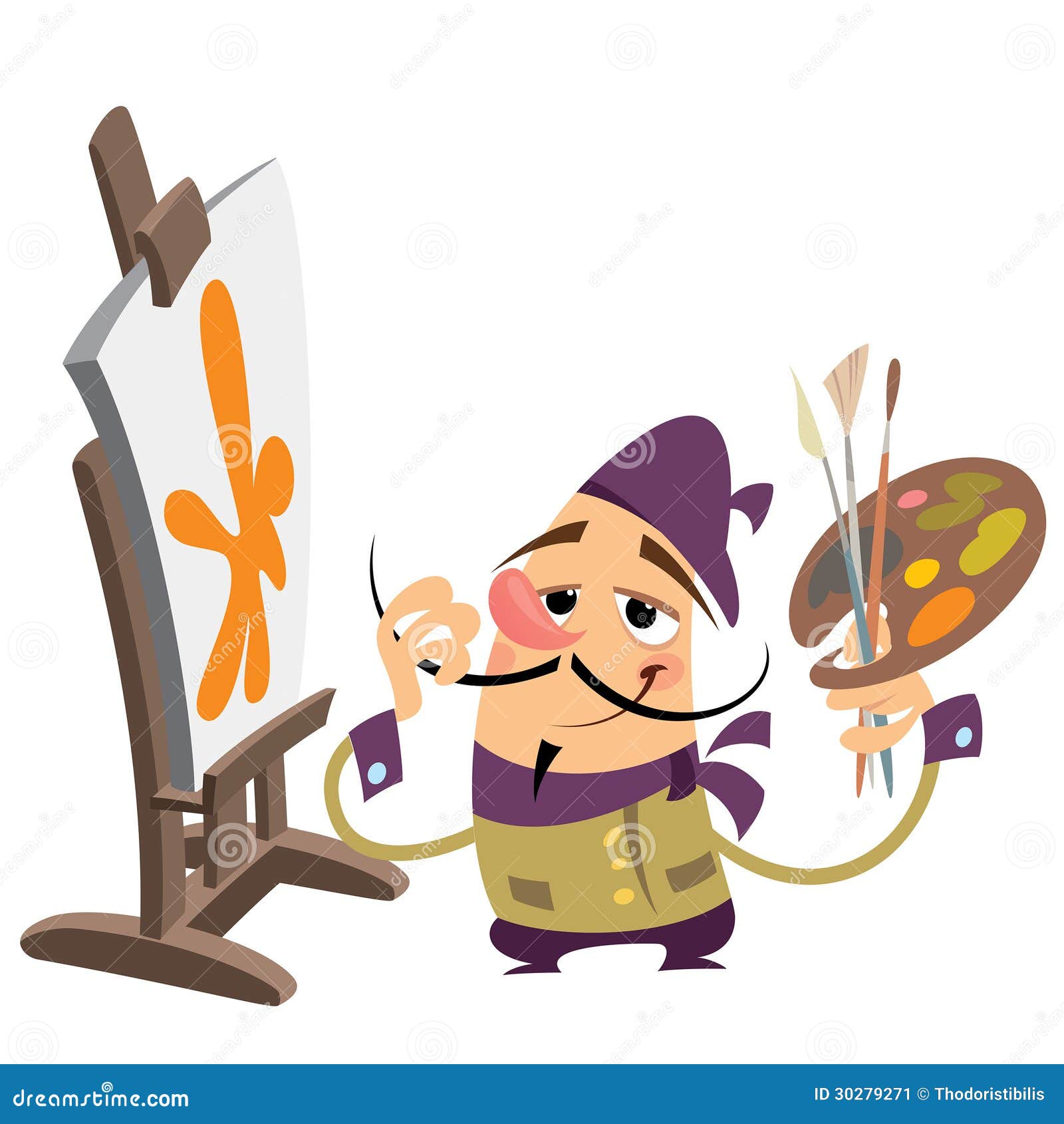 Cartoon Painter With A Ladder And Paint Bucket Royalty-Free Stock Image ...