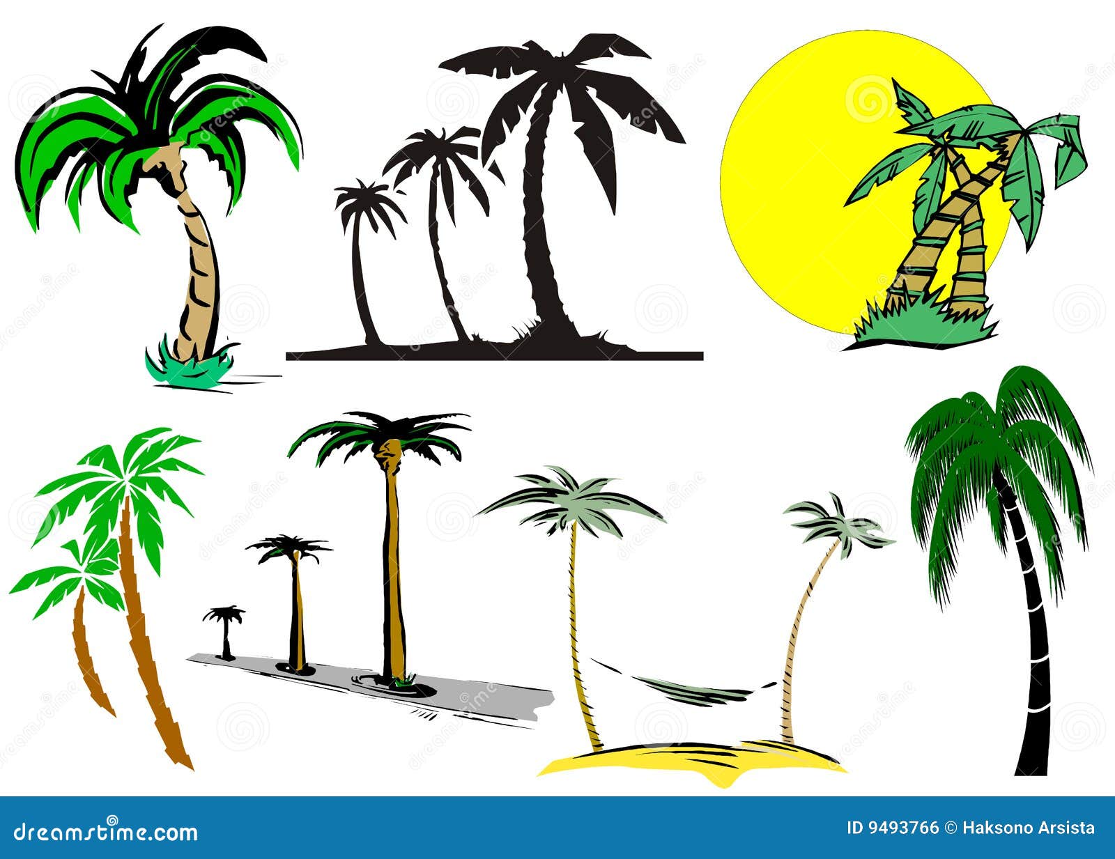 Cartoon palm tree stock illustration. Illustration of beaches - 9493766