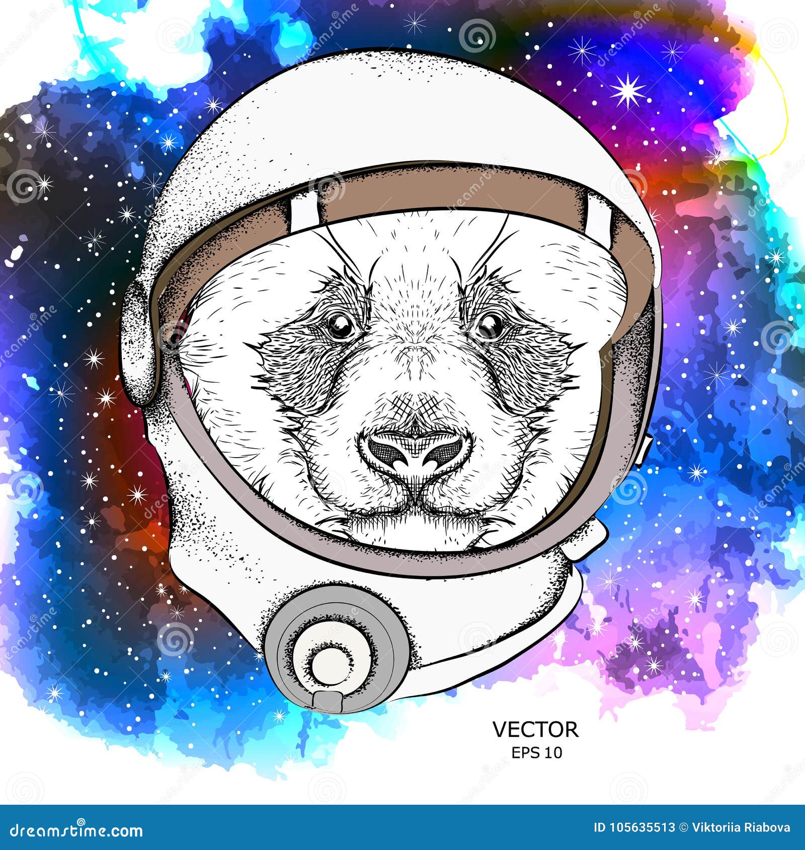 A Cartoon Panda in an Astronaut`s Space Suit. Character in Space Stock ...