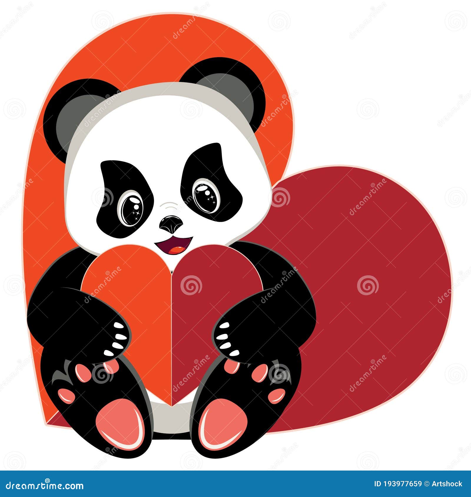 Cartoon panda with heart stock vector. Illustration of sweet - 193977659