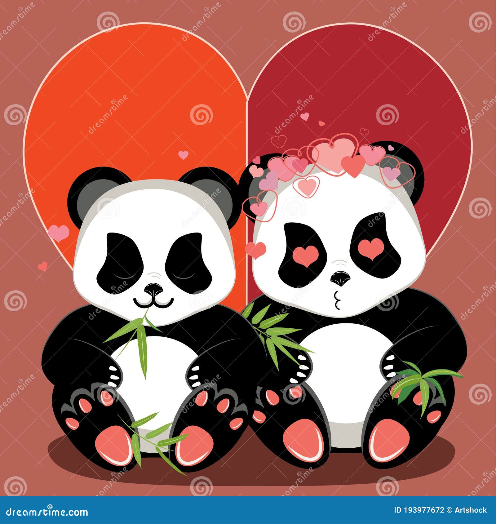 Cartoon panda with heart stock vector. Illustration of card - 193977672