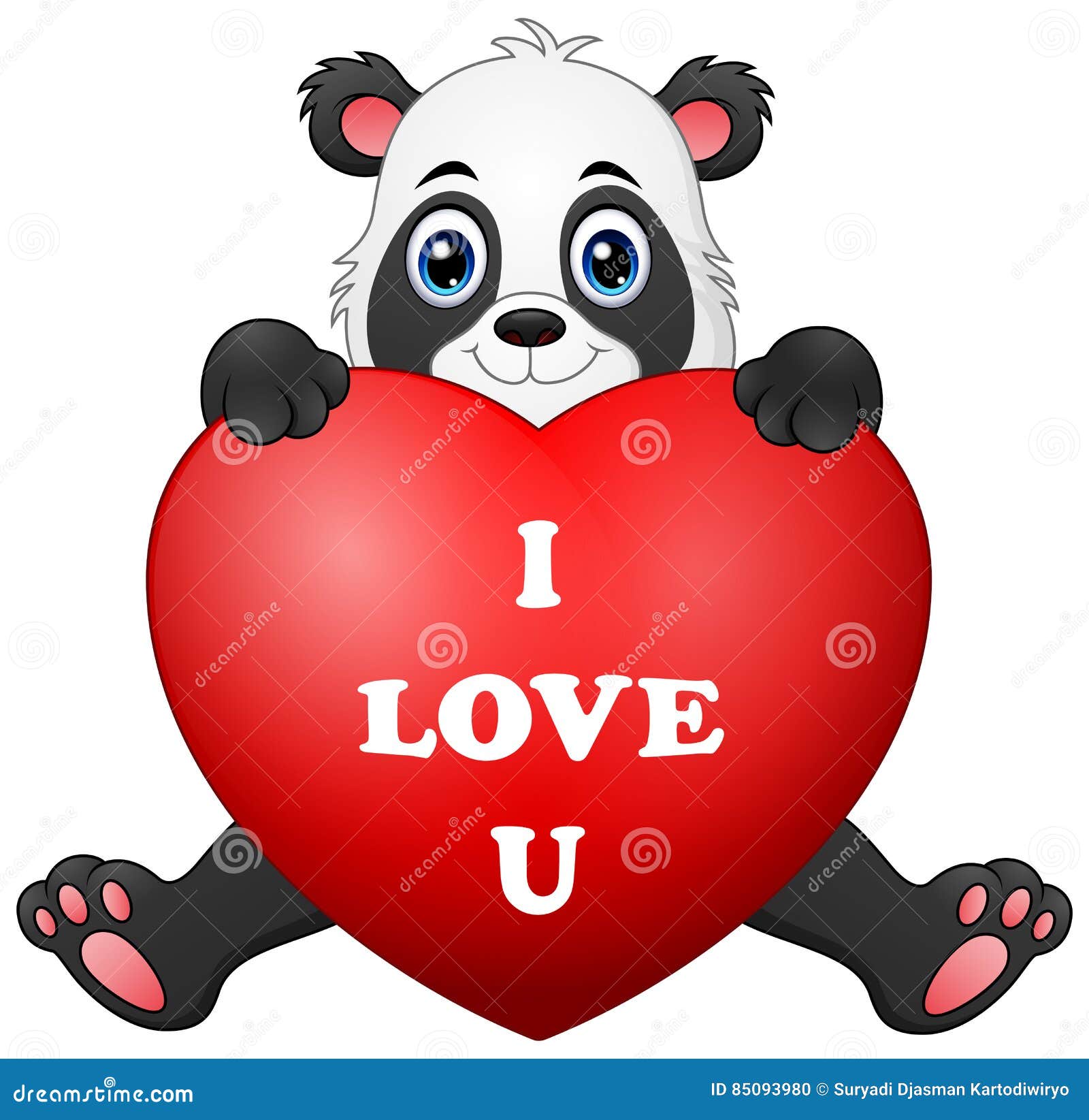 Cartoon Panda Holding Red Heart Stock Vector - Illustration of cartoon ...