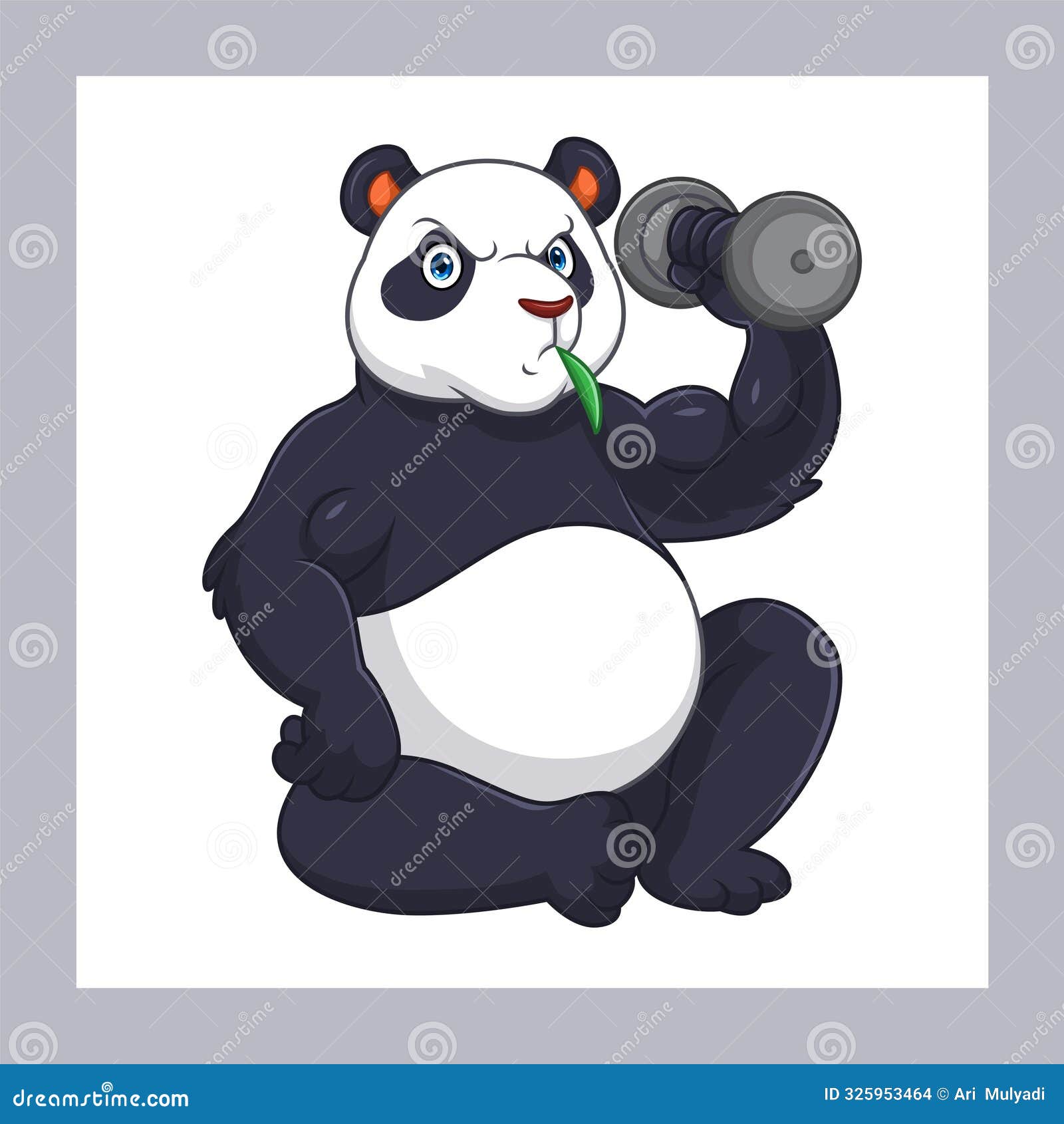 Cartoon Panda Lifting a Barbell Stock Illustration - Illustration of ...