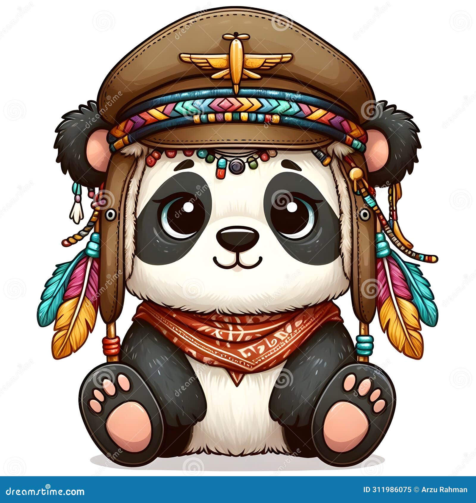 Cartoon Panda in a Pilot Hat Stock Illustration - Illustration of ...