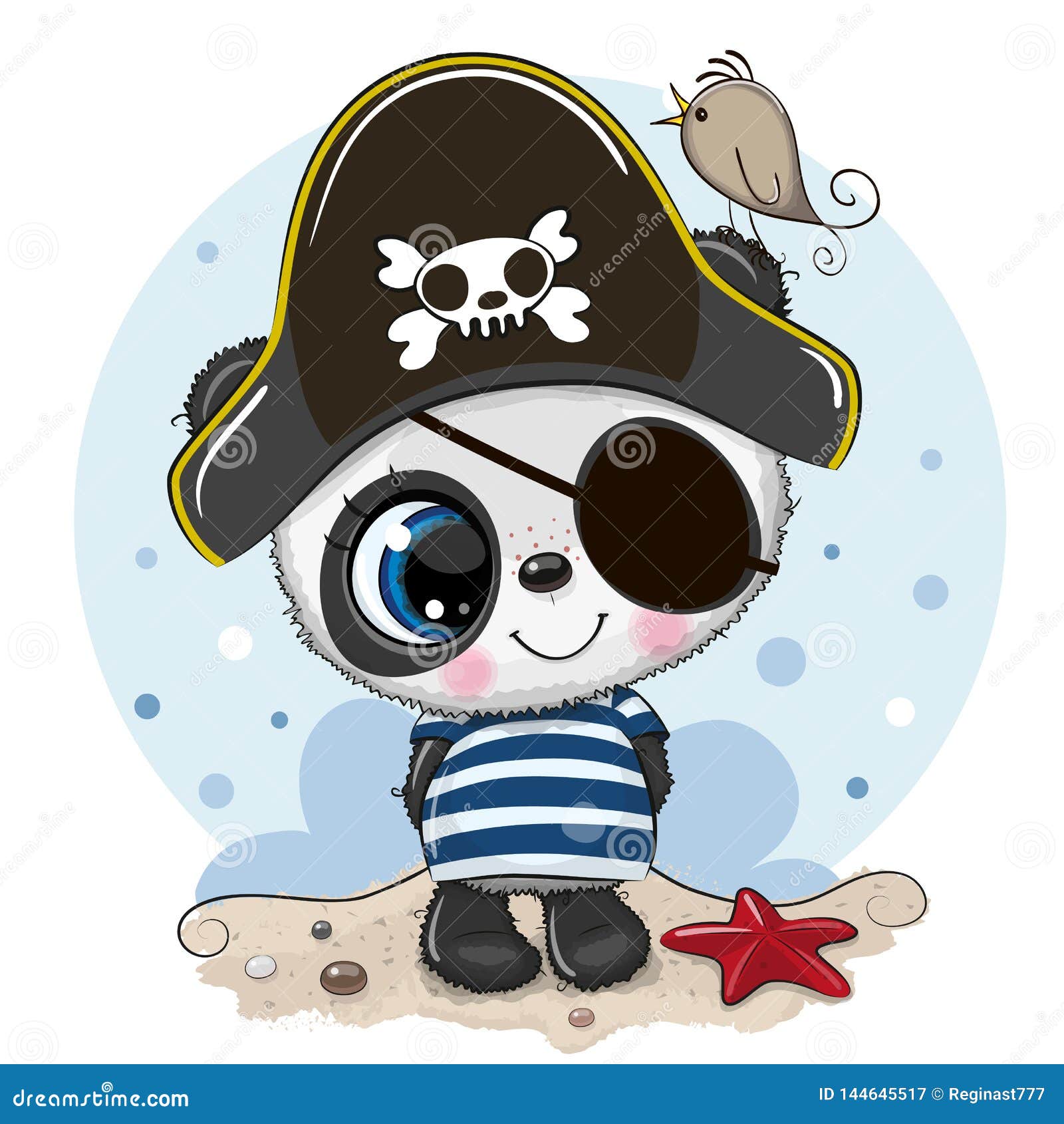 Cartoon Panda in a Pirate Hat Stock Vector - Illustration of card ...
