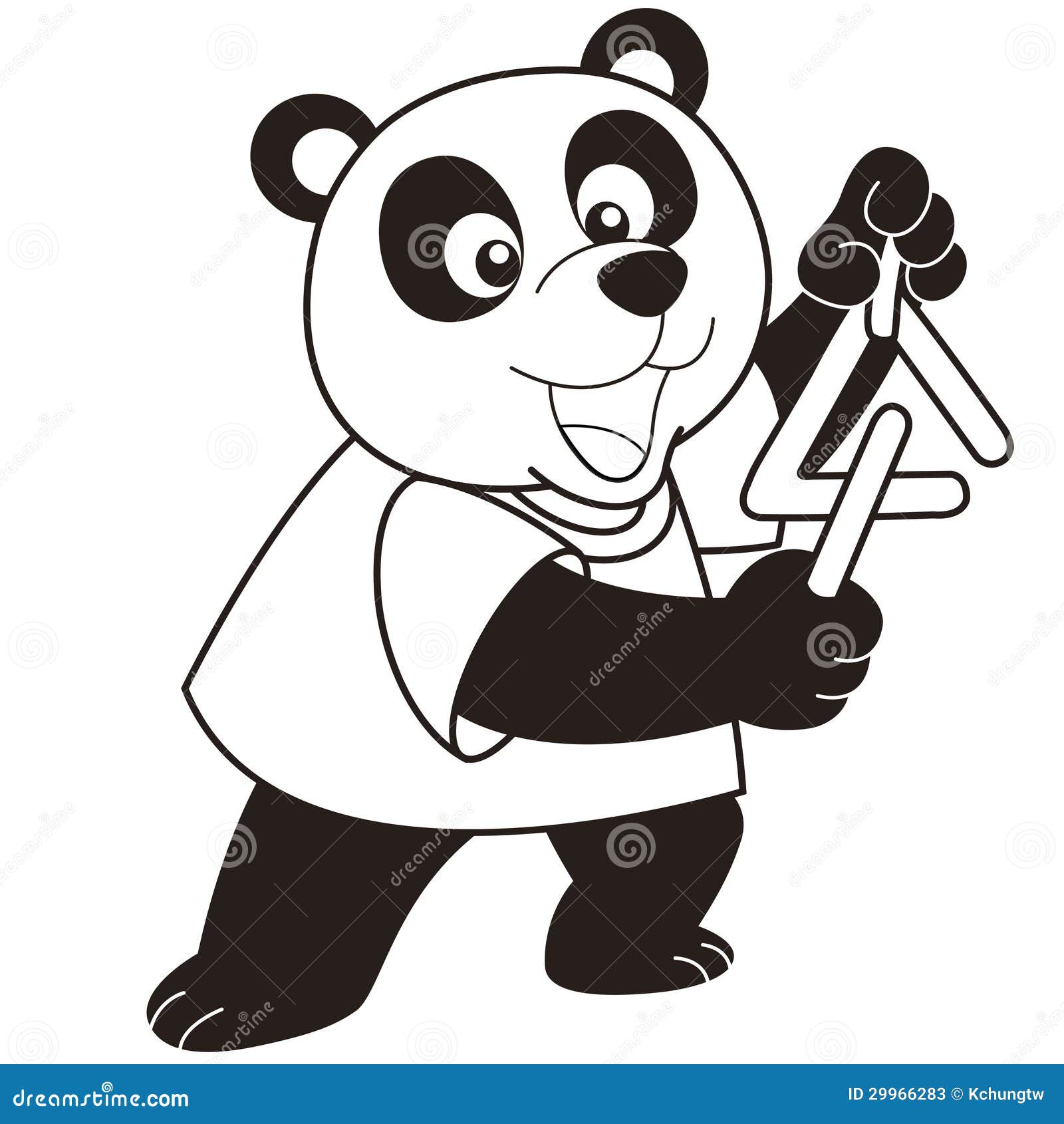 Cartoon Panda Playing a Triangle Stock Vector - Illustration of funny ...