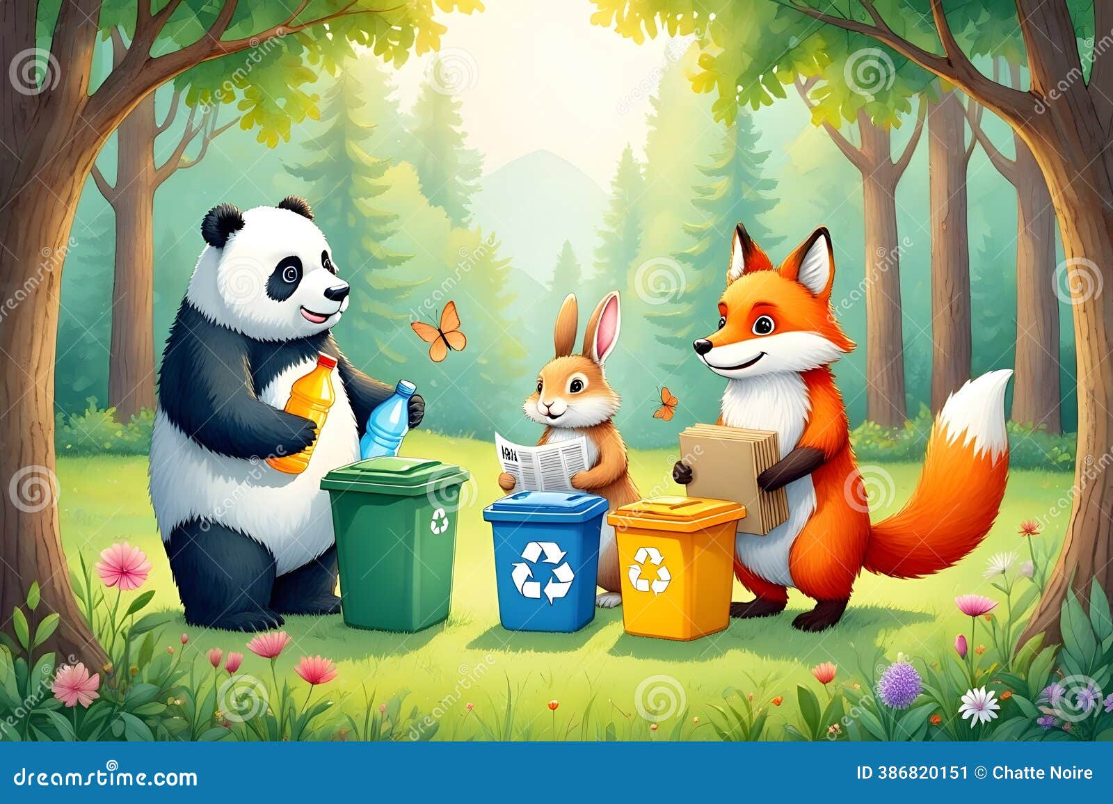 Panda Recycling Trash In Park Royalty-Free Stock Photo | CartoonDealer ...