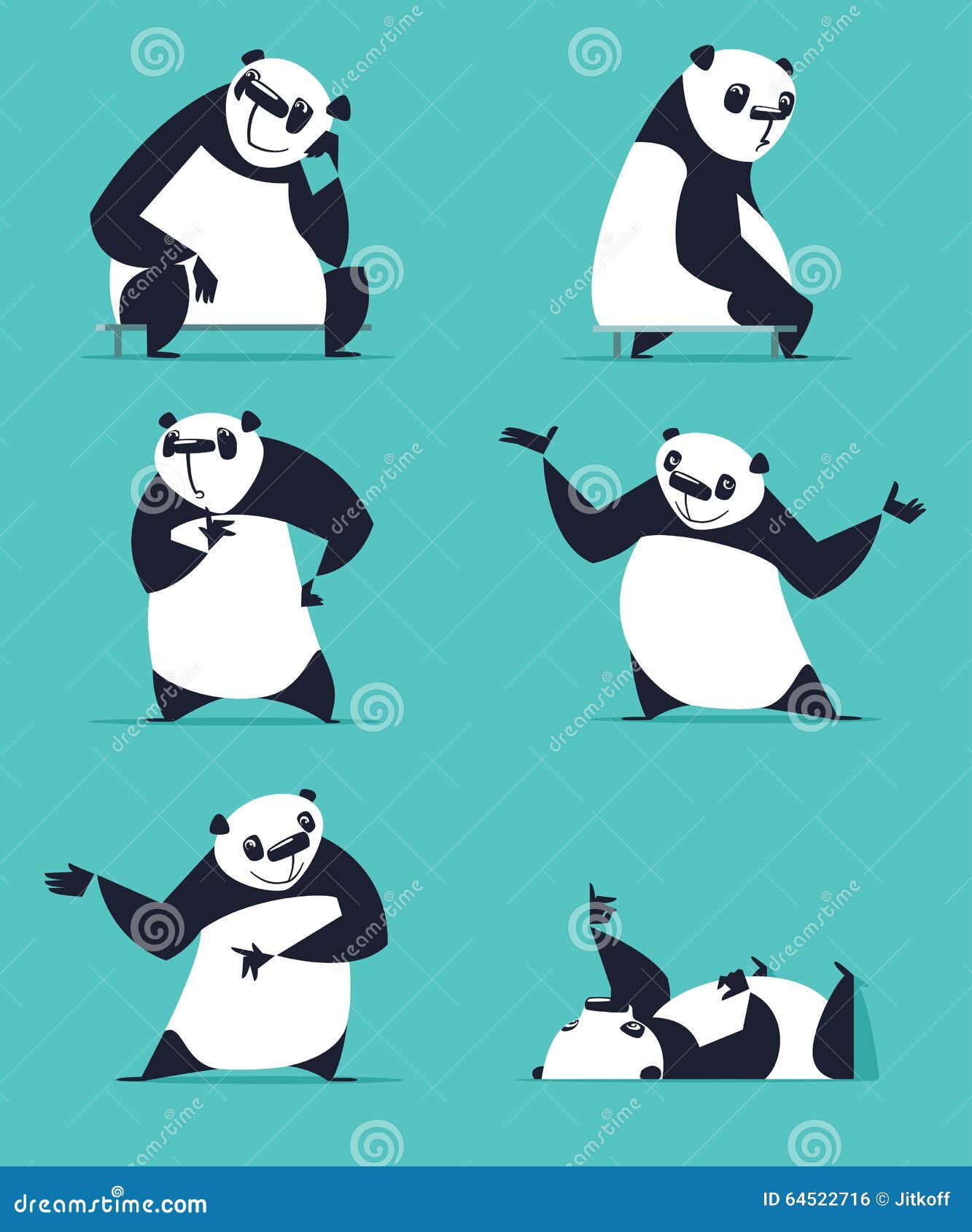 Thinking Panda Sticker. Cartoon Vector | CartoonDealer.com #90725367