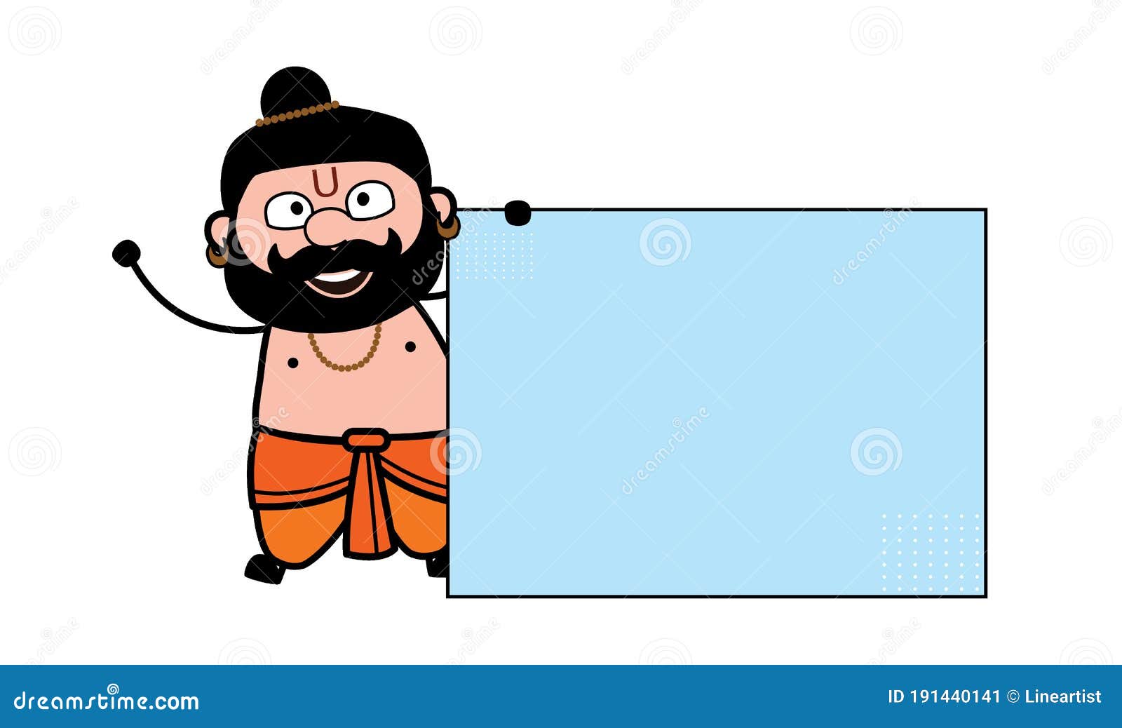 Cartoon Pandit with Blank Banner Stock Illustration - Illustration of ...
