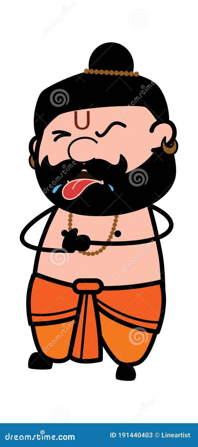 Cartoon Pandit Choking stock illustration. Illustration of rishi ...