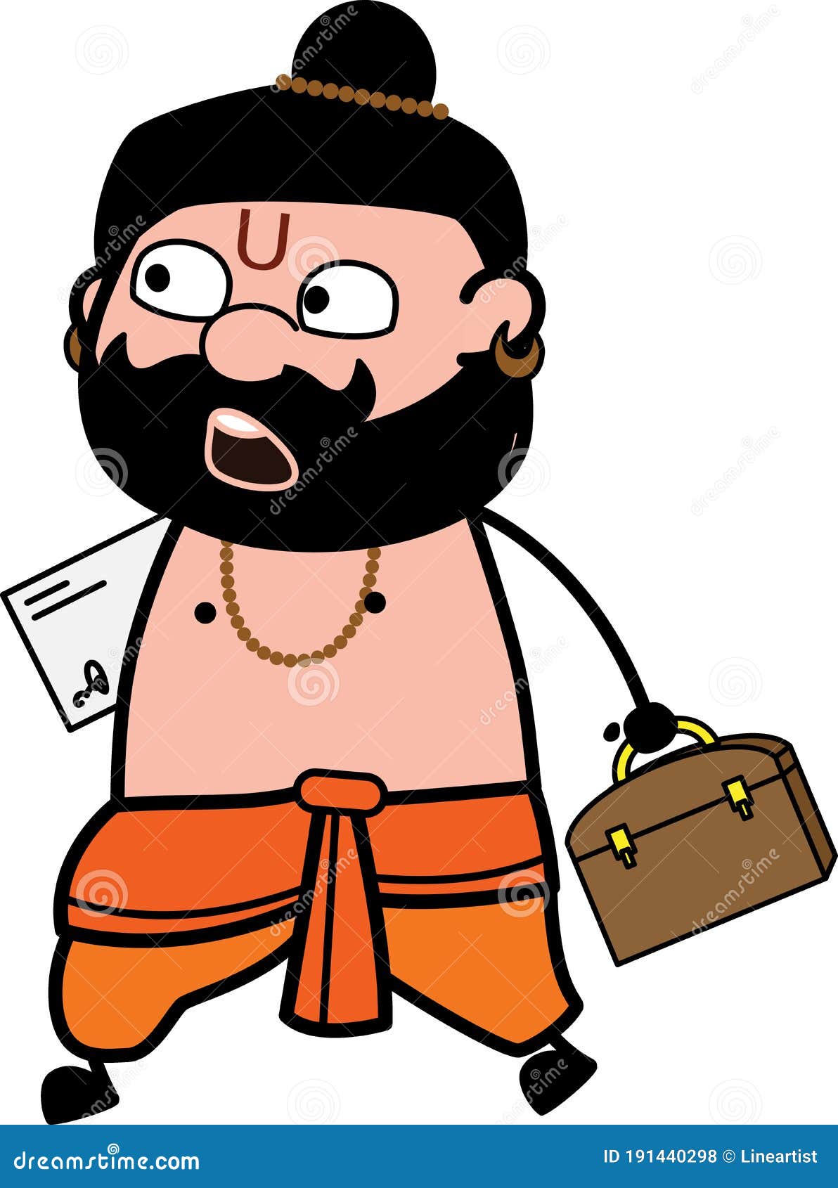 Cartoon Pandit Going To Office Stock Illustration - Illustration of ...