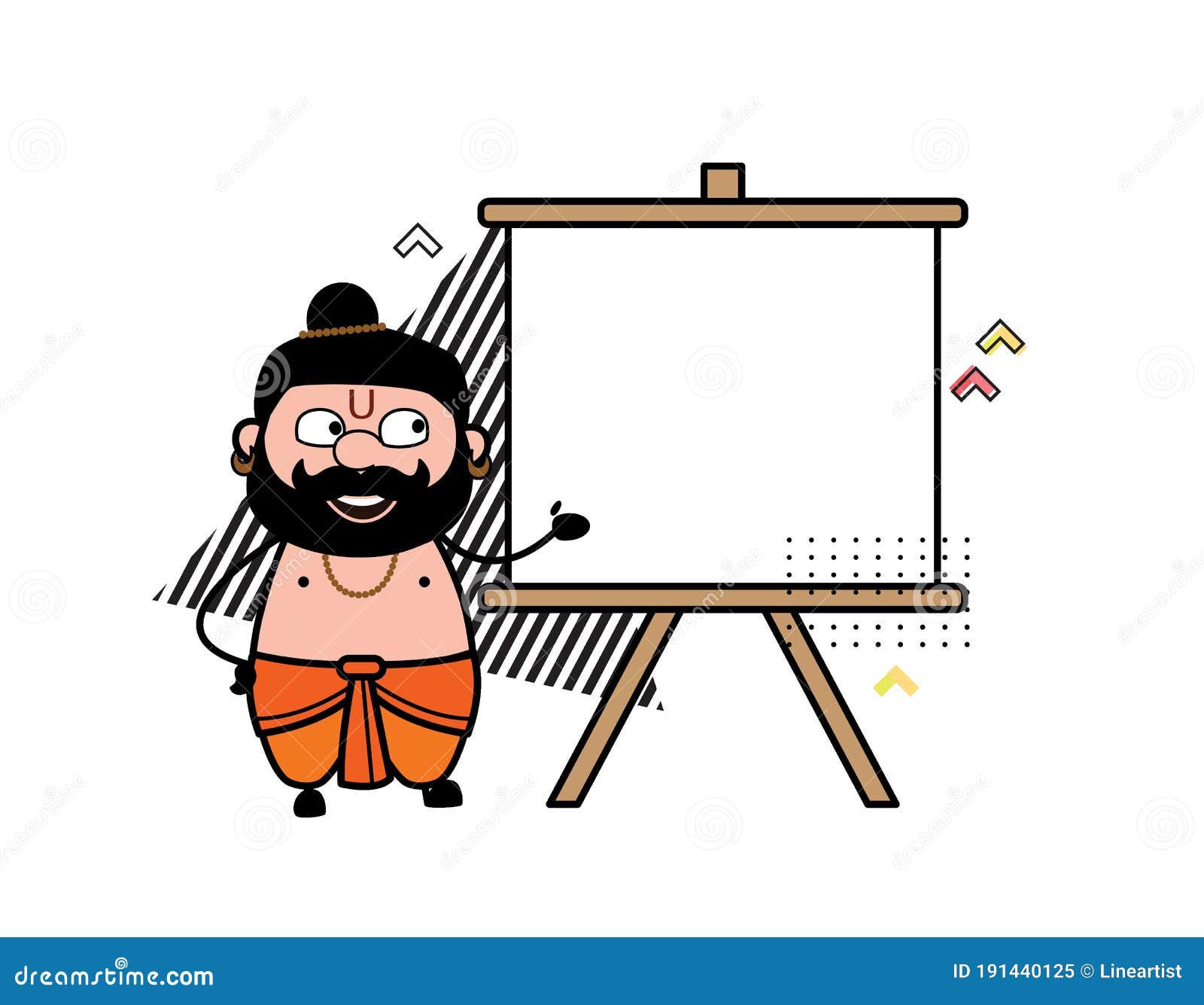 Cartoon Pandit with Slide Board Stock Illustration - Illustration of ...