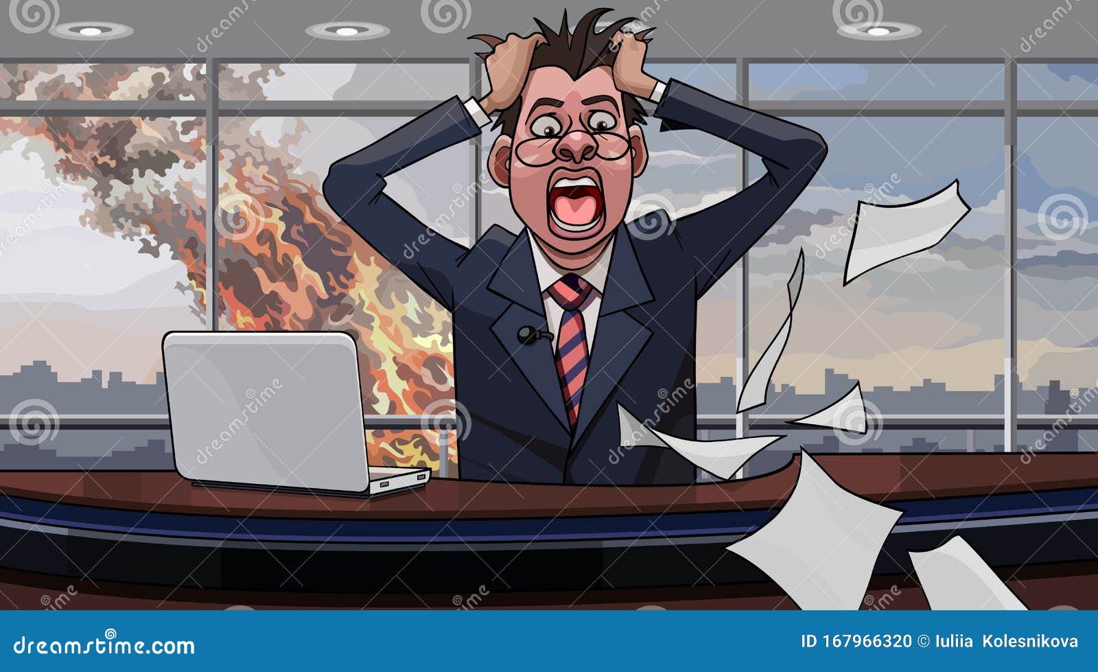 Cartoon Man Panicking | CartoonDealer.com #38045559