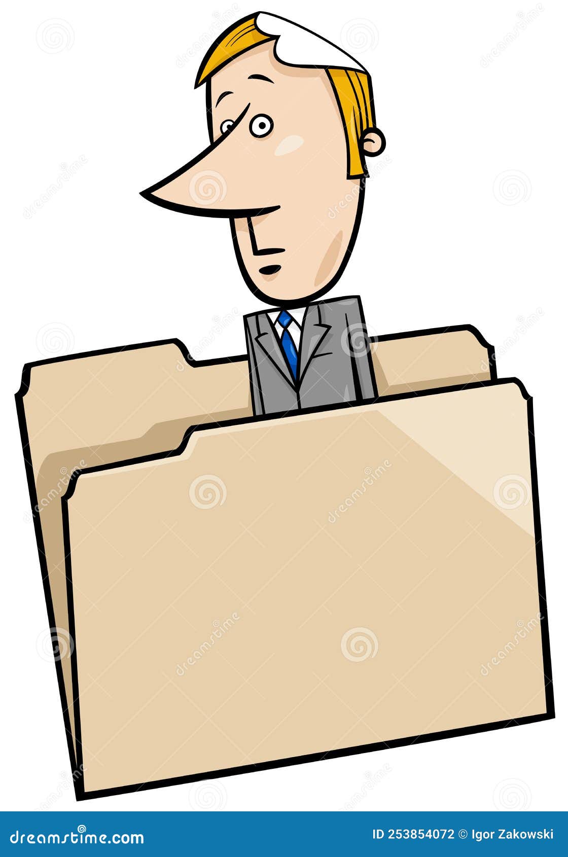 Cartoon Paper Businessman in a Folder Stock Vector - Illustration of ...