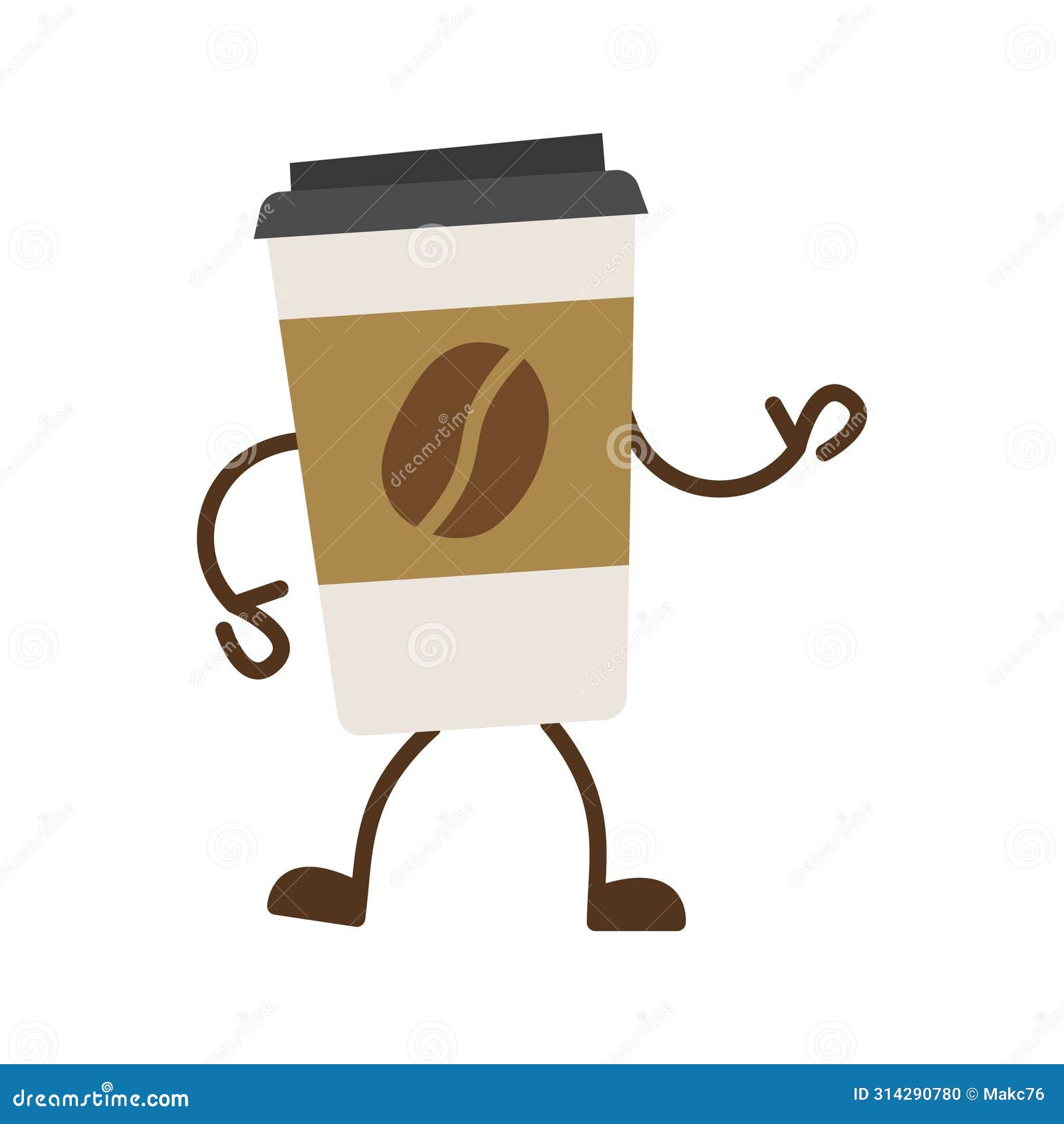 Cartoon Paper Cup Coffee. Cup of Coffee Character Stock Illustration ...