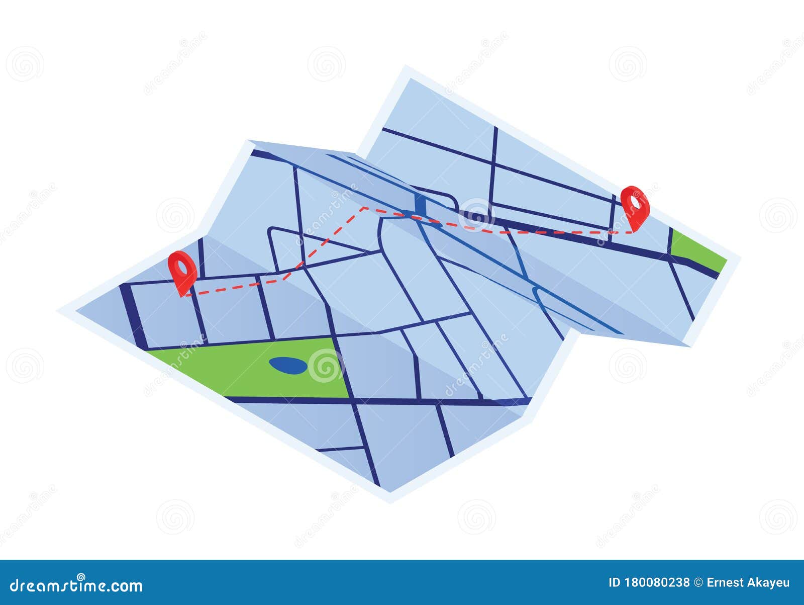 Cartoon Paper Map with Red Points Vector Graphic Illustration. Colorful ... Cartoon Paper Map with Red Points Vector Graphic Illustration. Colorful ...