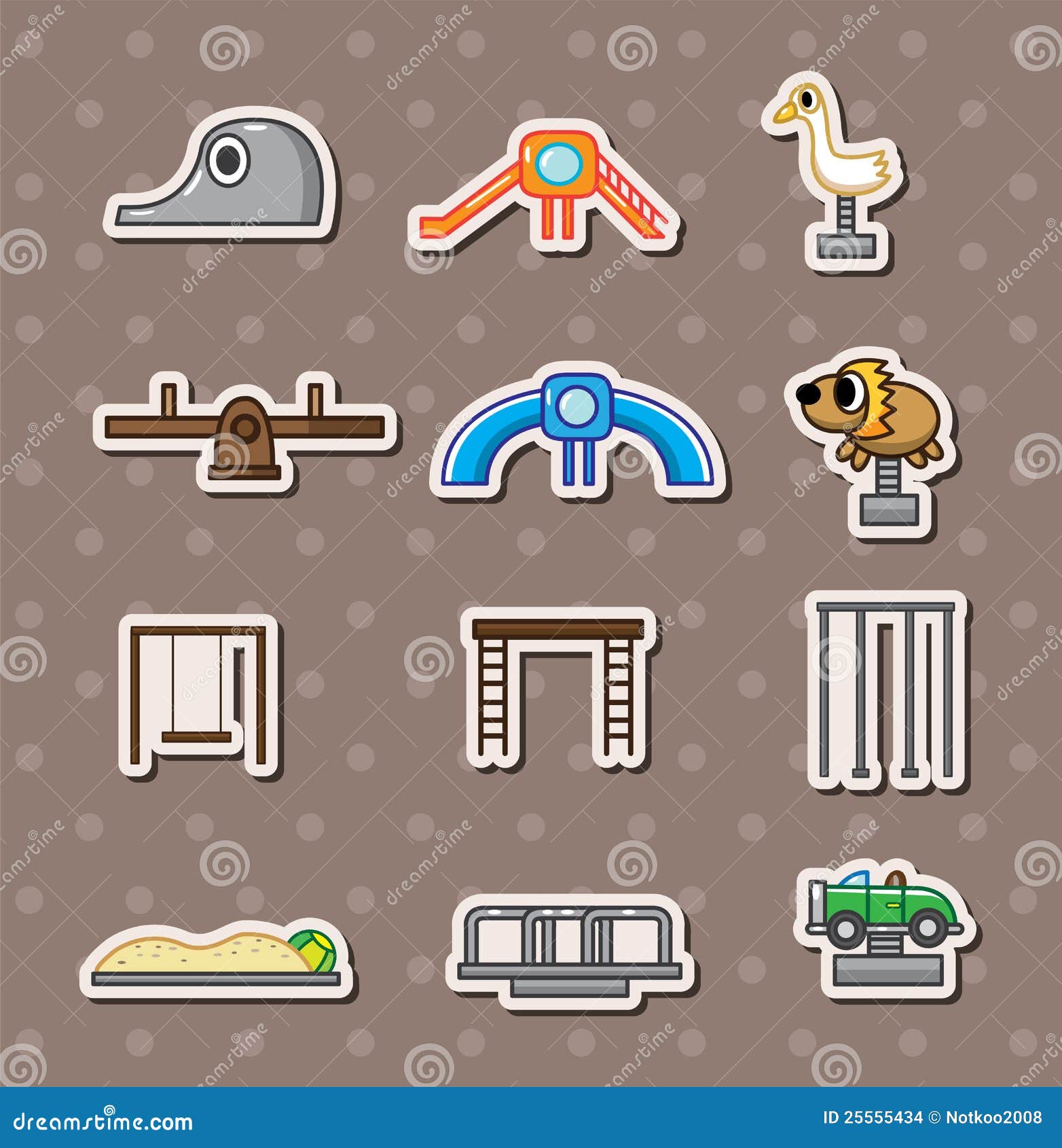 Cartoon Park Playground Stickers Vector Illustration | CartoonDealer ...