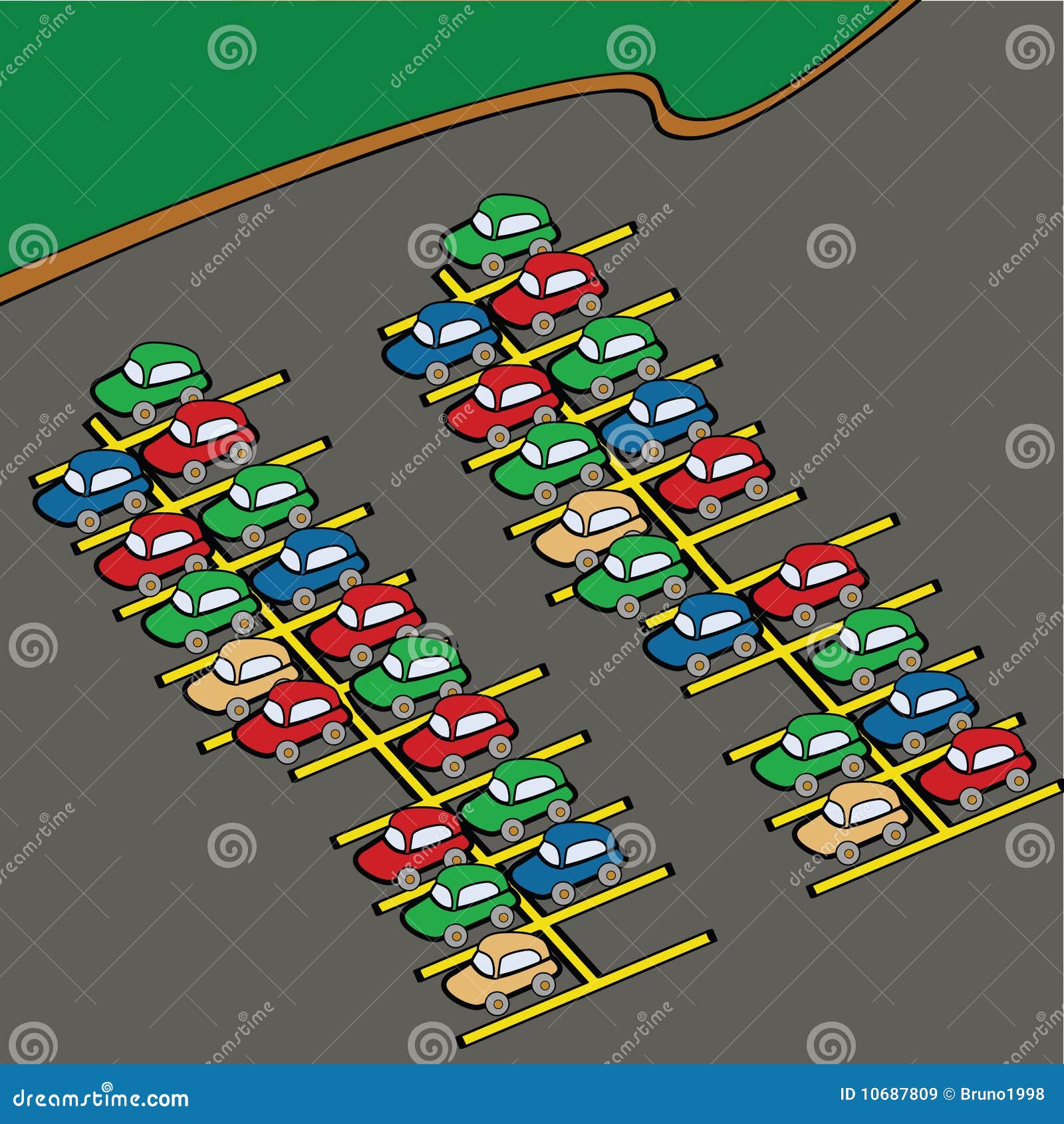 Cartoon parking lot stock vector. Illustration of stop - 10687809