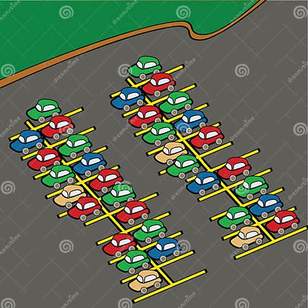 Cartoon parking lot stock vector. Illustration of stop - 10687809