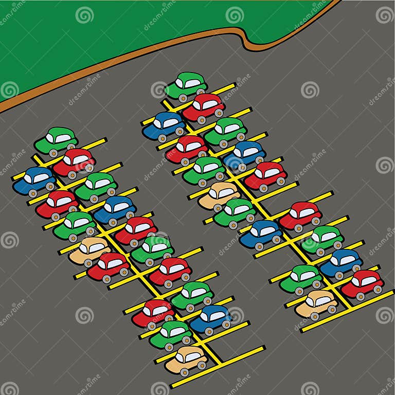 Cartoon parking lot stock vector. Illustration of stop - 10687809