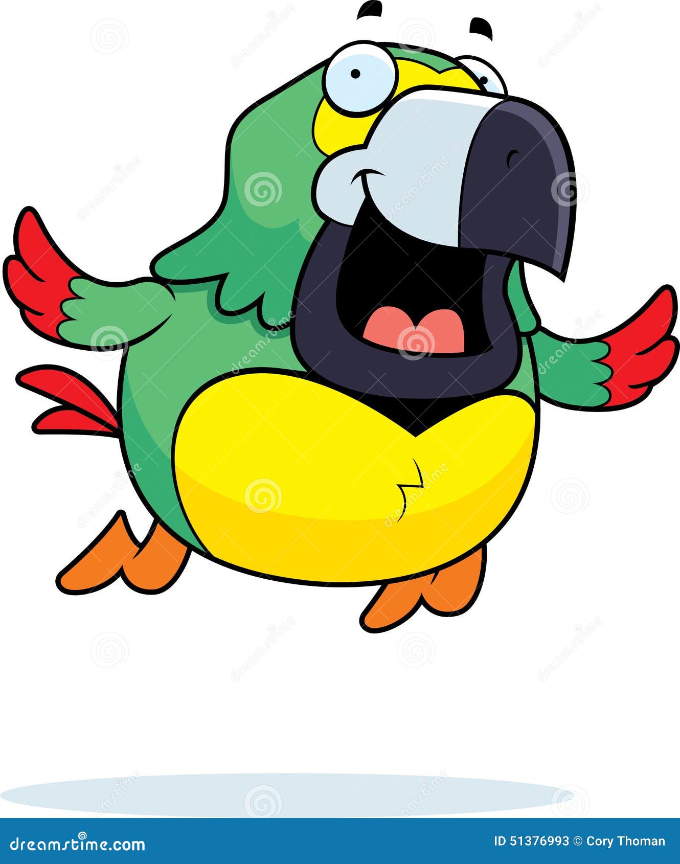Cartoon Parrot Flying stock vector. Illustration of happy - 51376993
