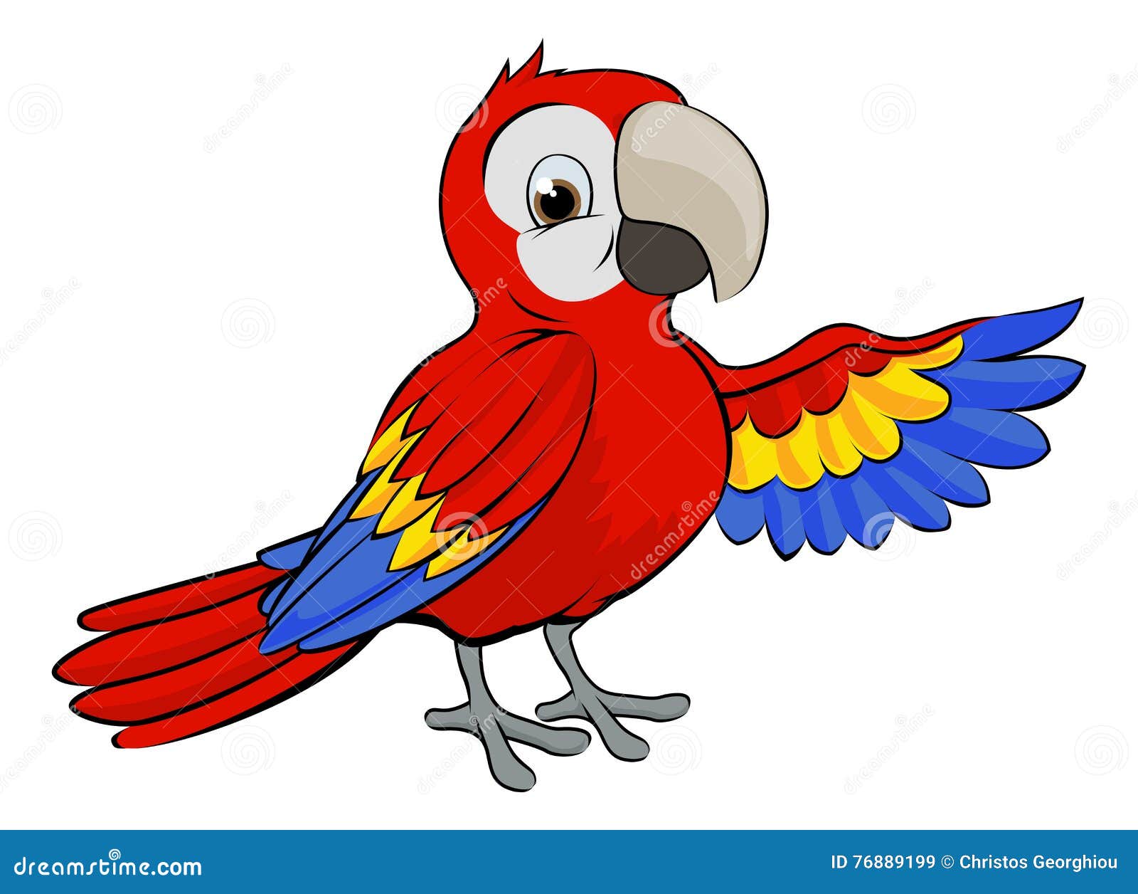 Cartoon Parrot stock vector. Illustration of pointing - 76889199