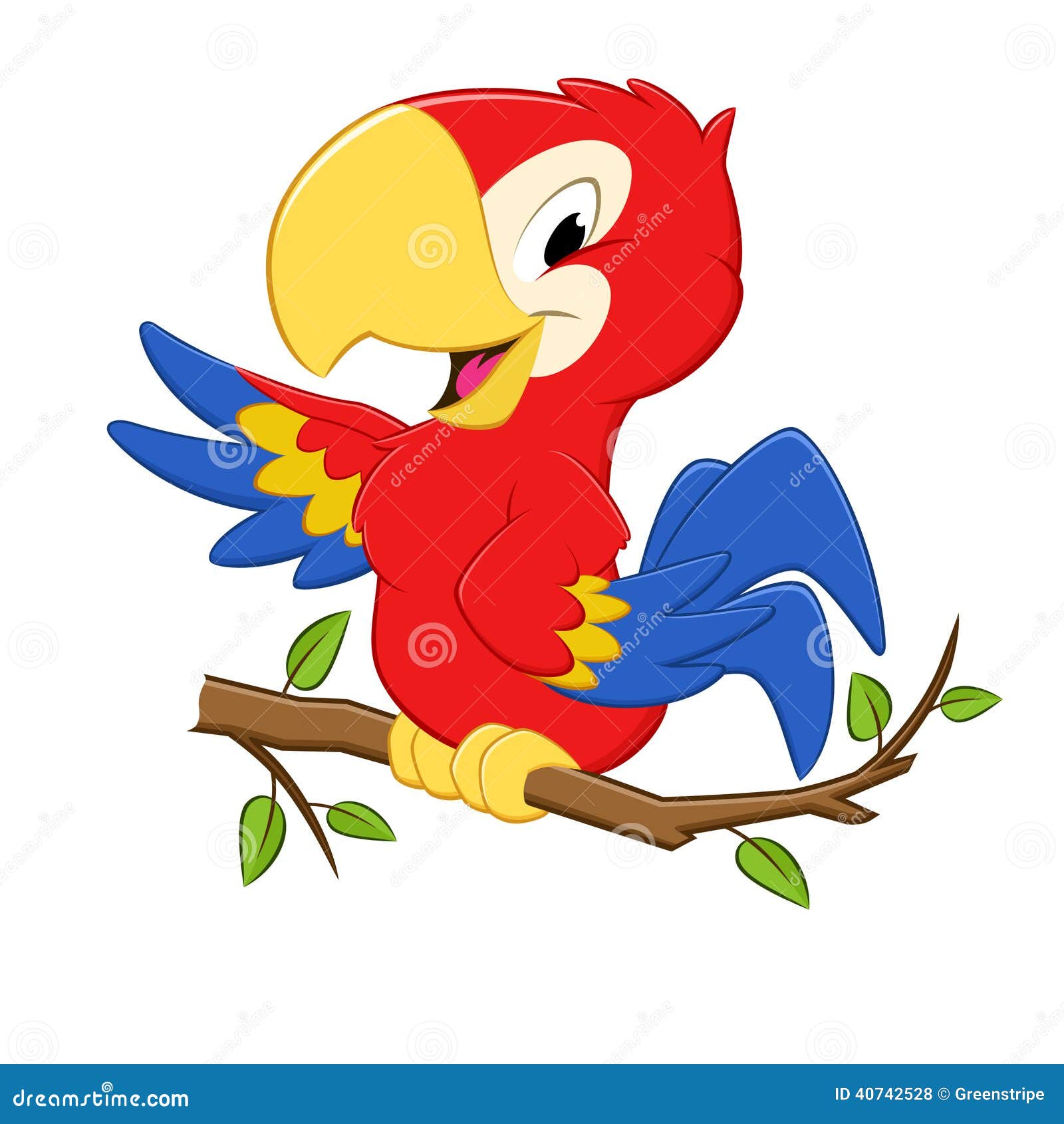 Cartoon Parrot stock vector. Illustration of tropic, smiling - 40742528