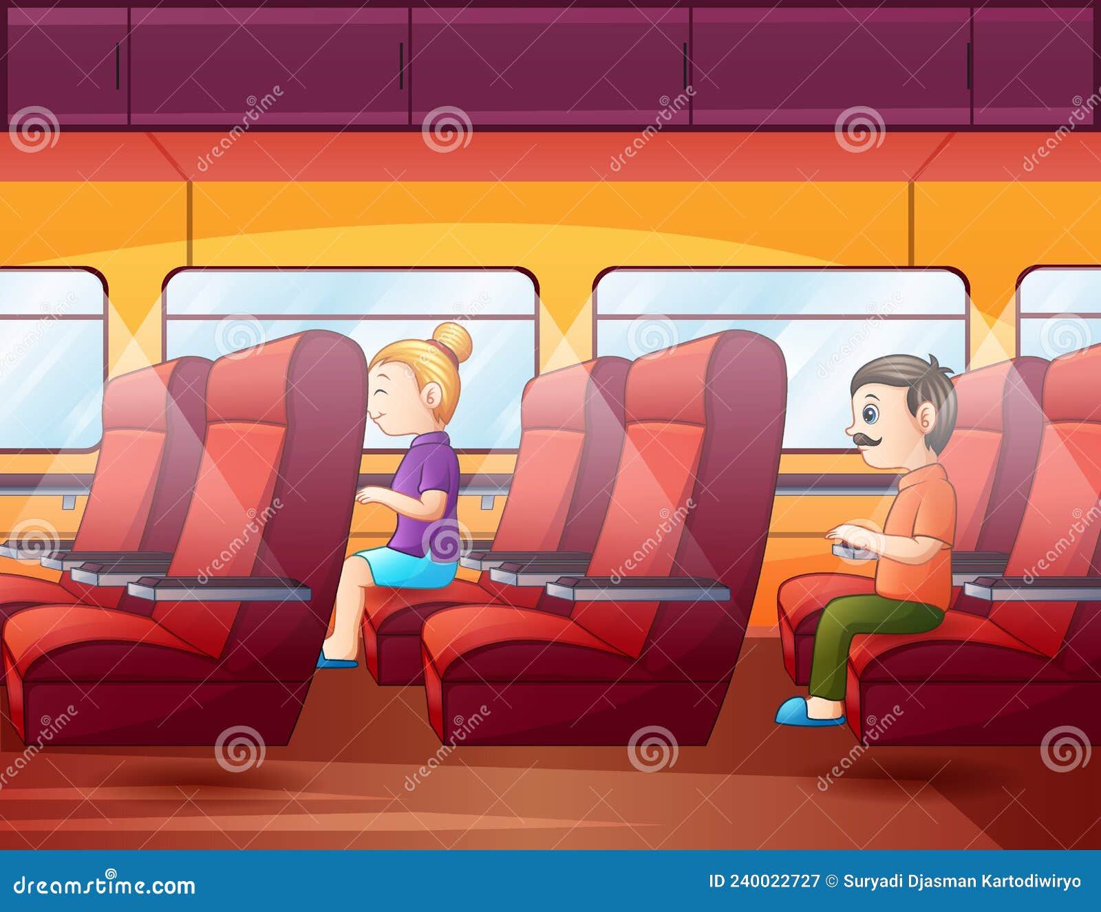 Cartoon of Passenger Sitting on the Train Seat Stock Vector ...