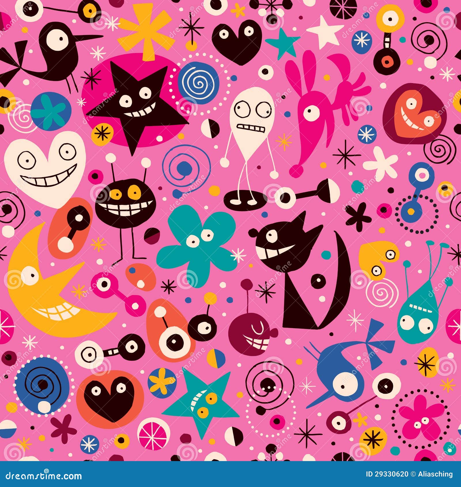 Cartoon pattern stock vector. Illustration of monster - 29330620