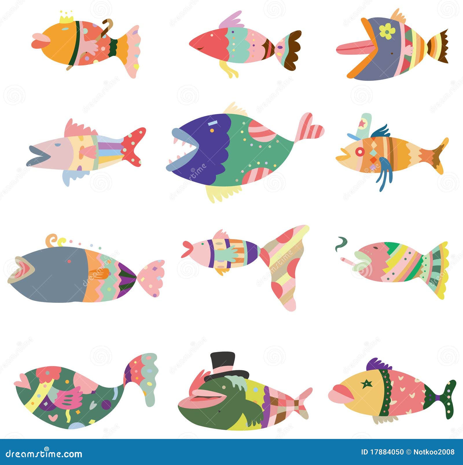 Cartoon Pattern Fish Icon Stock Photo - Image: 17884050