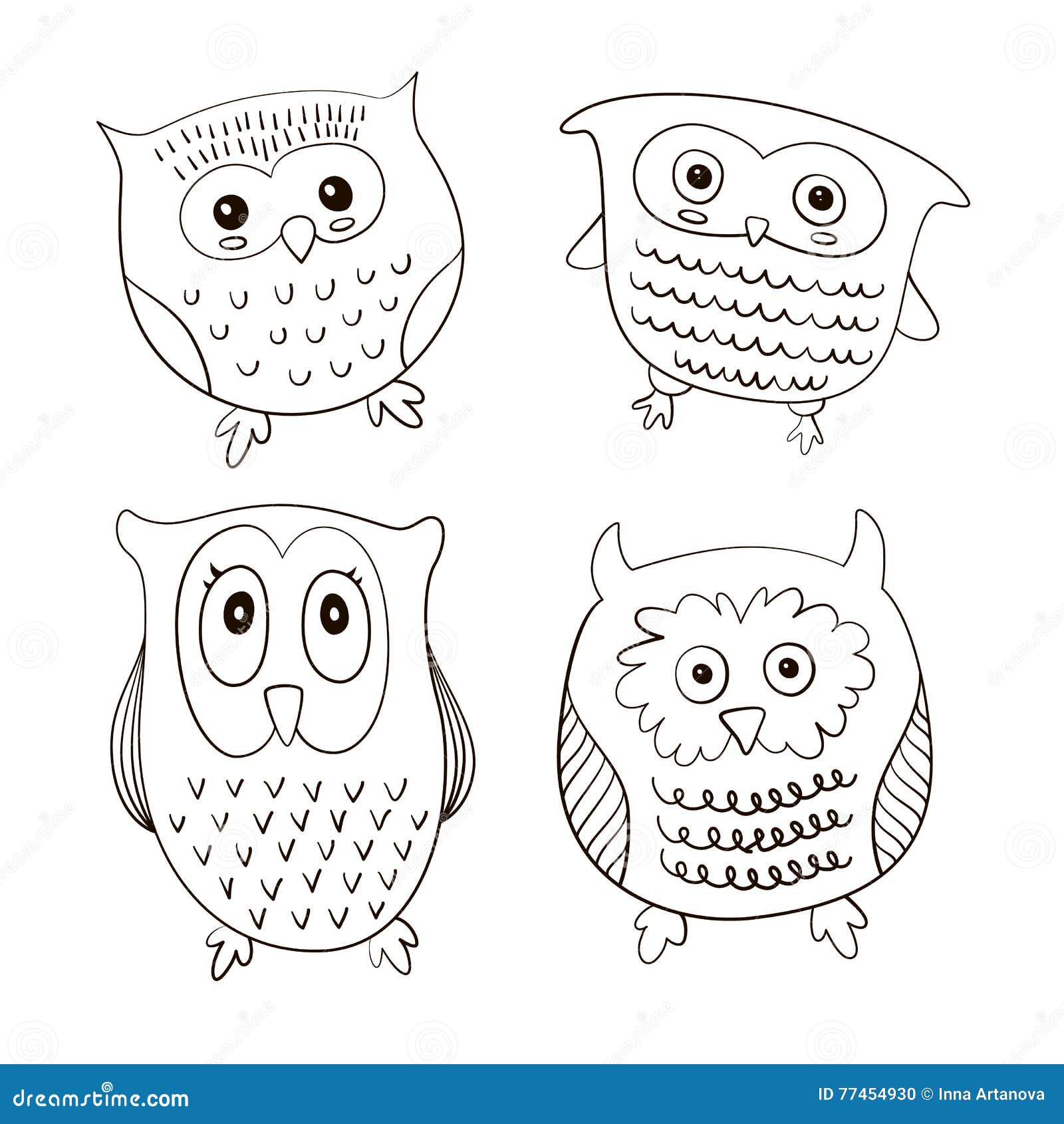 Cartoon Pattern with Owls.Round Design Element. Stock Illustration ...