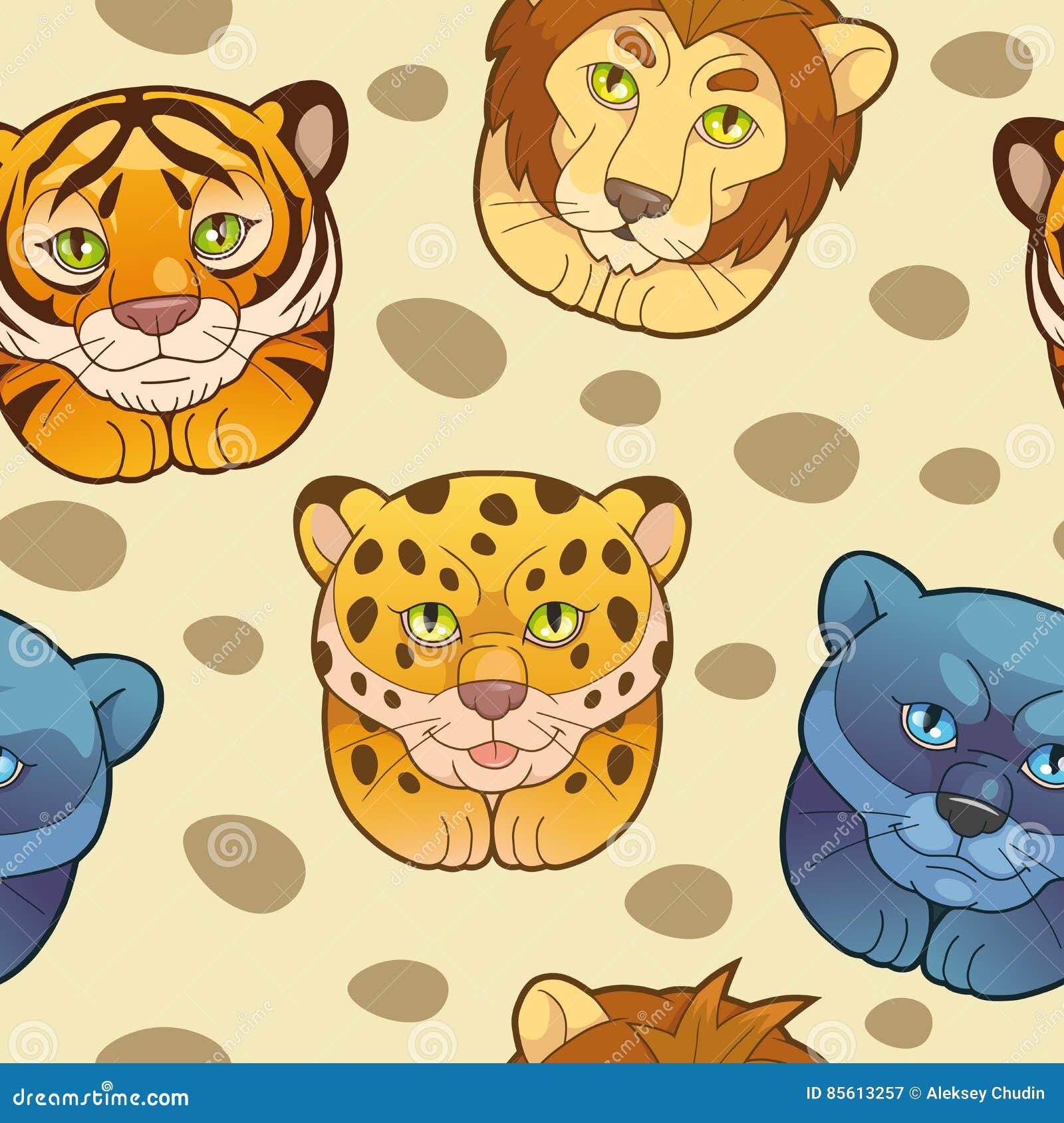 Cartoon pattern wild cats stock illustration. Illustration of face ...