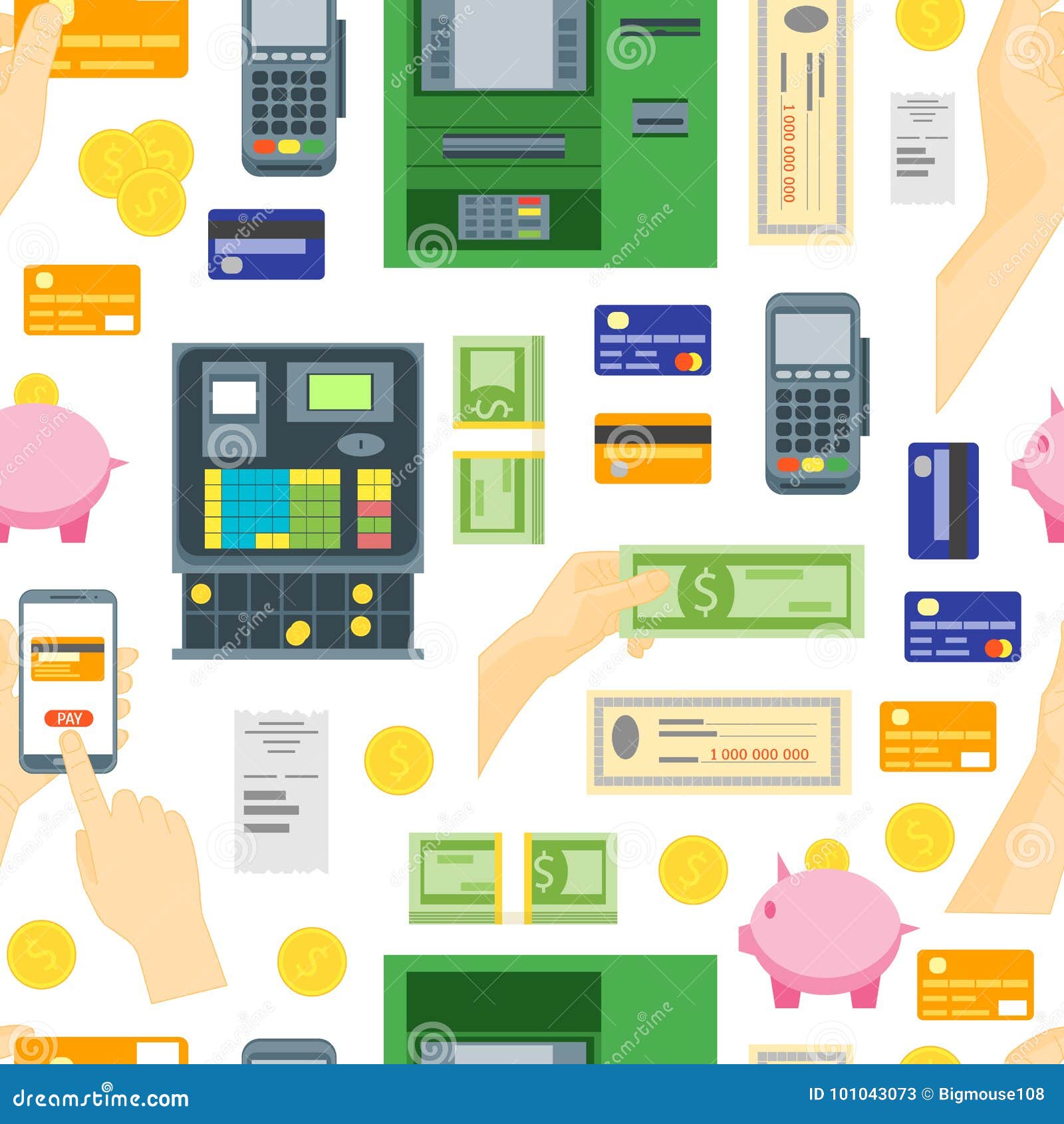 Cartoon Payment Background Pattern on a White. Vector Stock Vector ...