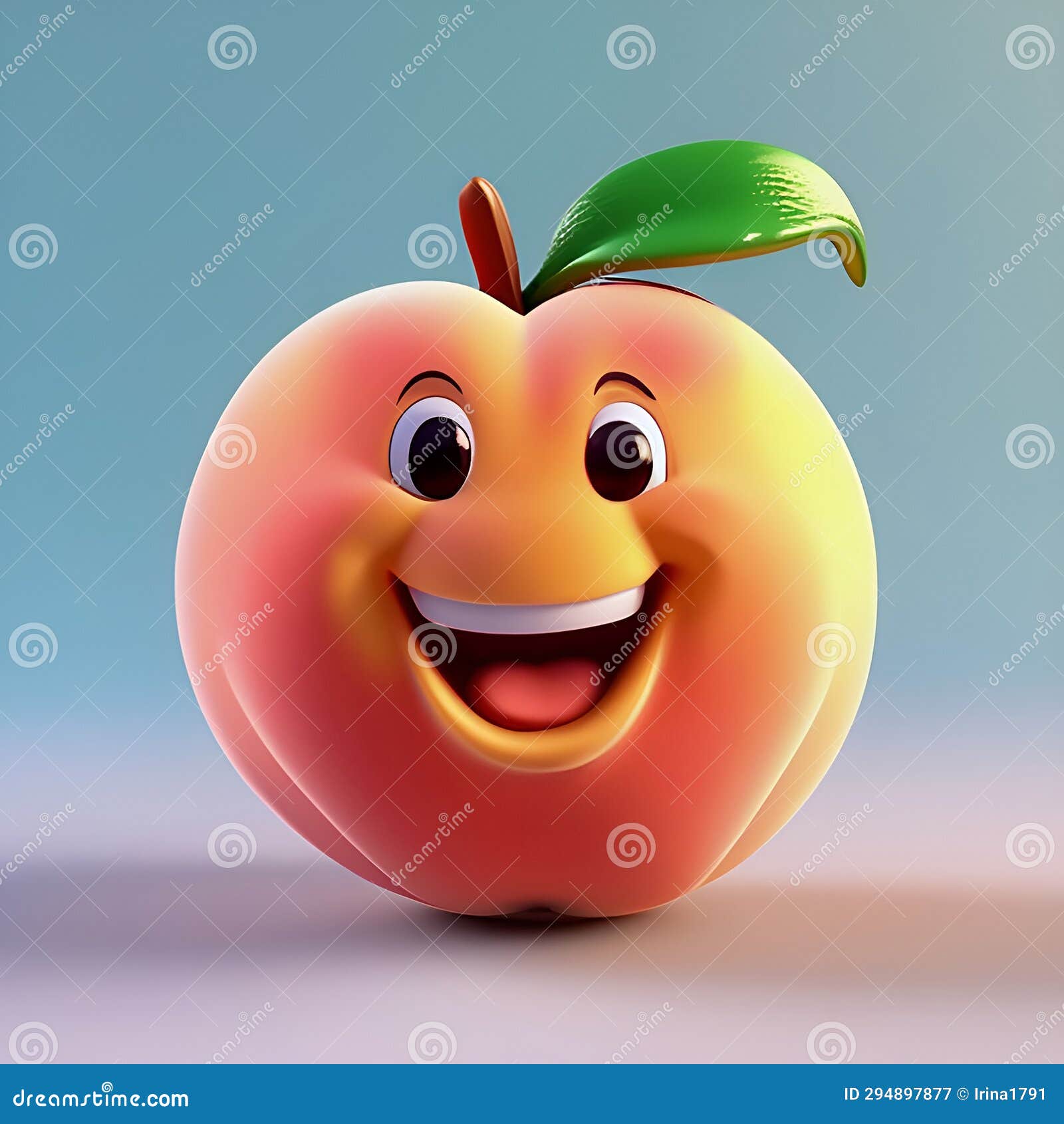 Cartoon Peach with a Happy Smiling Face Stock Illustration ...