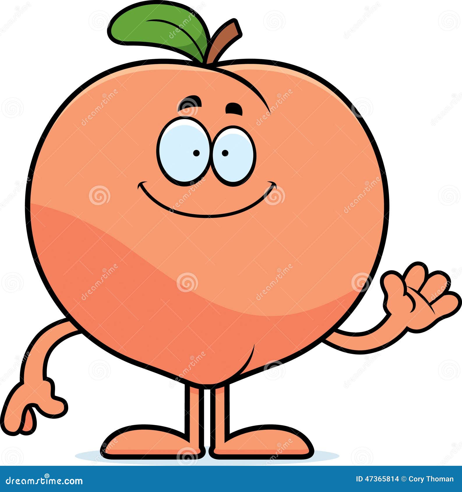 Cartoon Peach Waving stock vector. Illustration of waving - 47365814