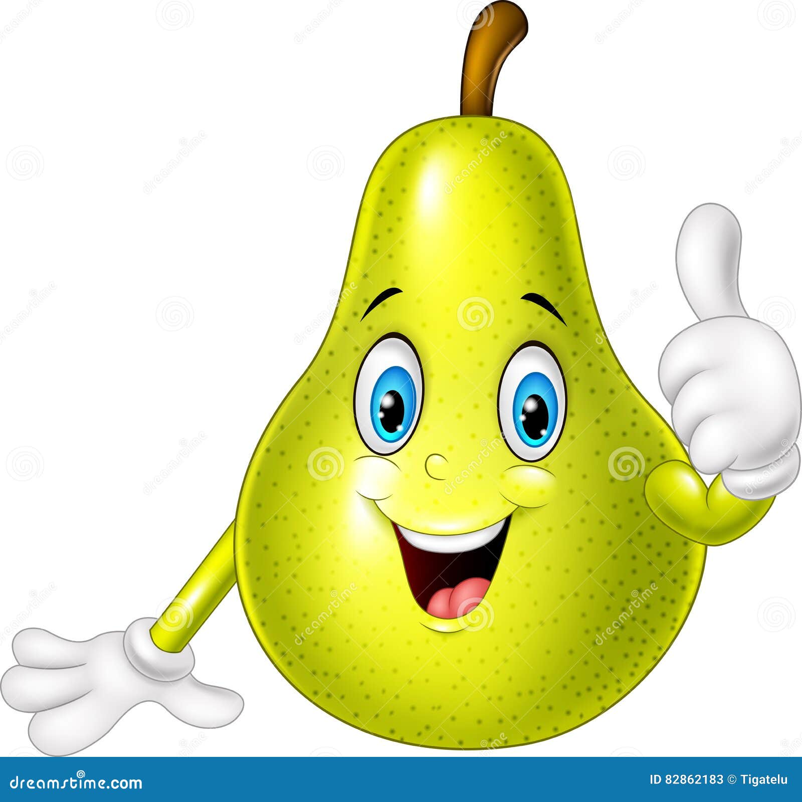 Cartoon Pear Giving Thumbs Up Stock Vector - Illustration of fruit ...