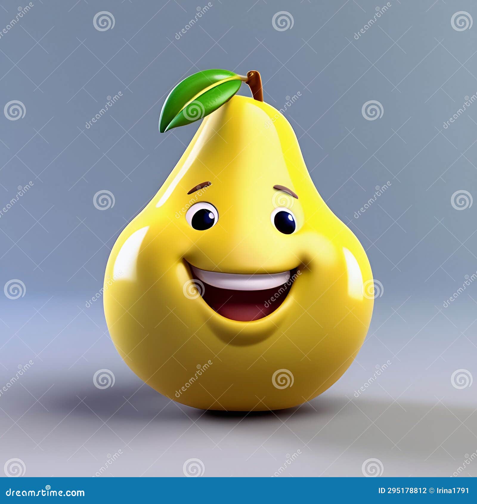 Cartoon Pear with a Happy Smiling Face Stock Illustration ...